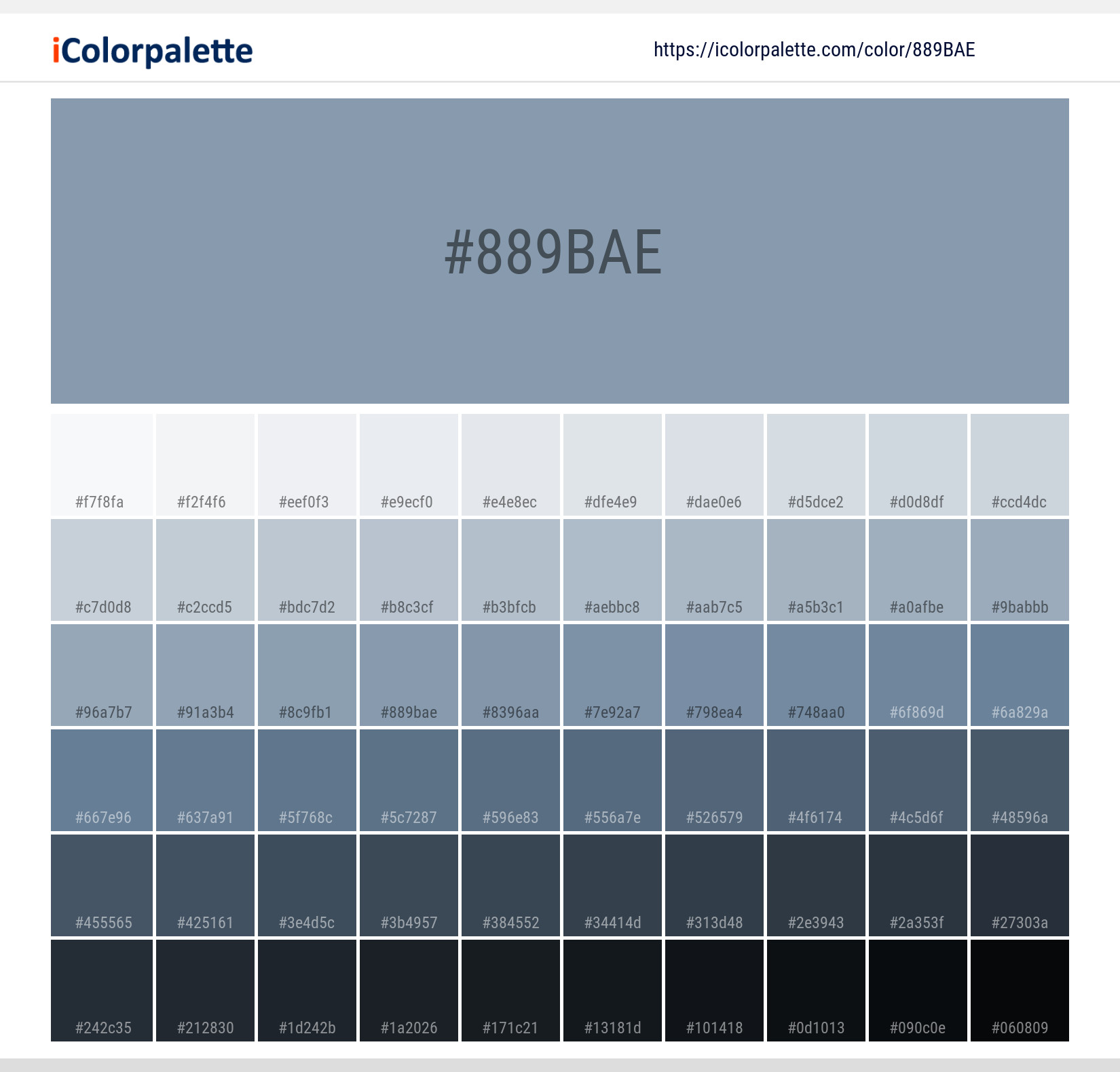 Hex Color #889bae | Printing Match PANTONE 16-4010 TPG | Color ...