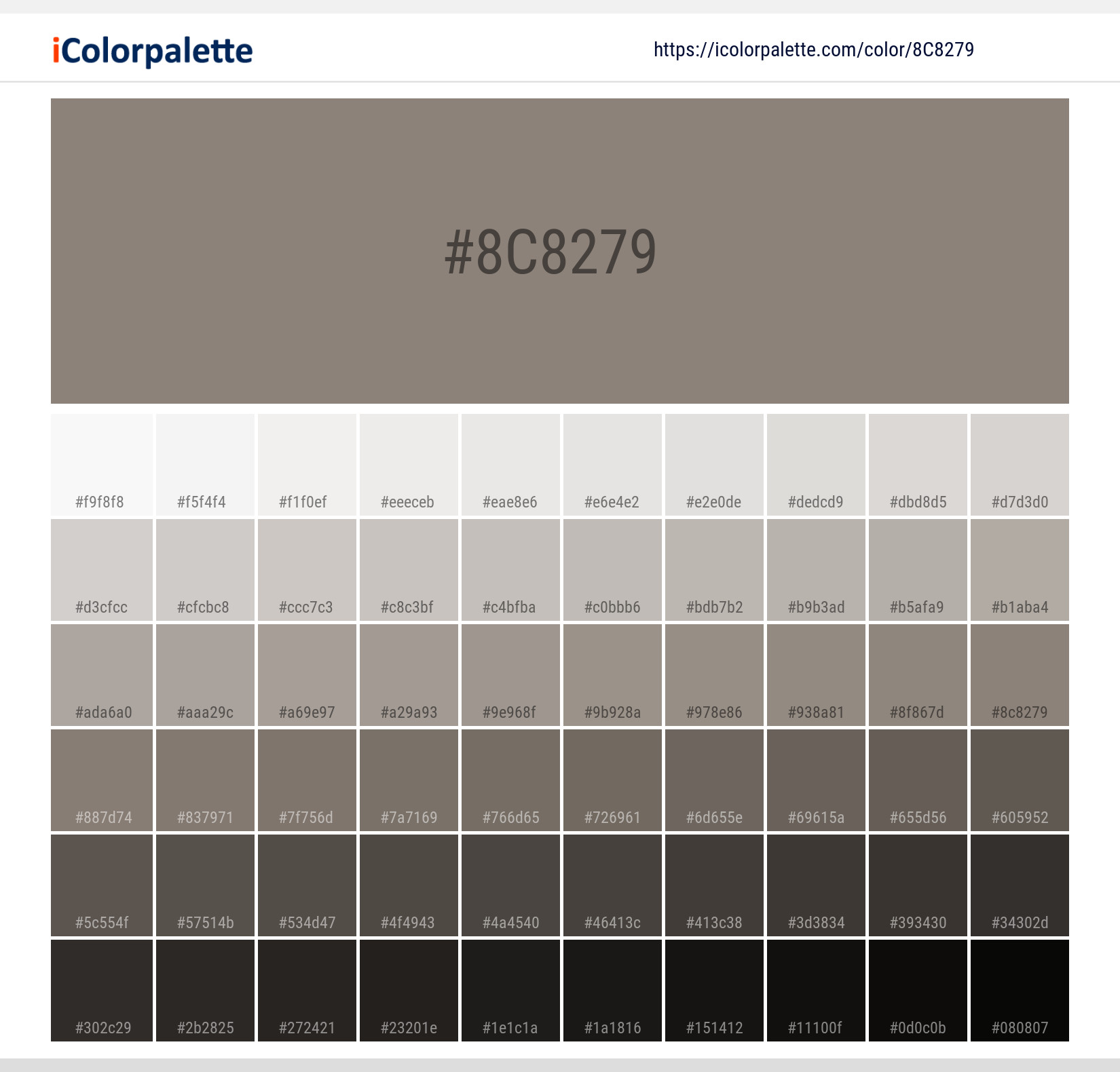Hex Color #8c8279 | Pantone PANTONE WARM GRAY 8 C | Hsl | Rgb
