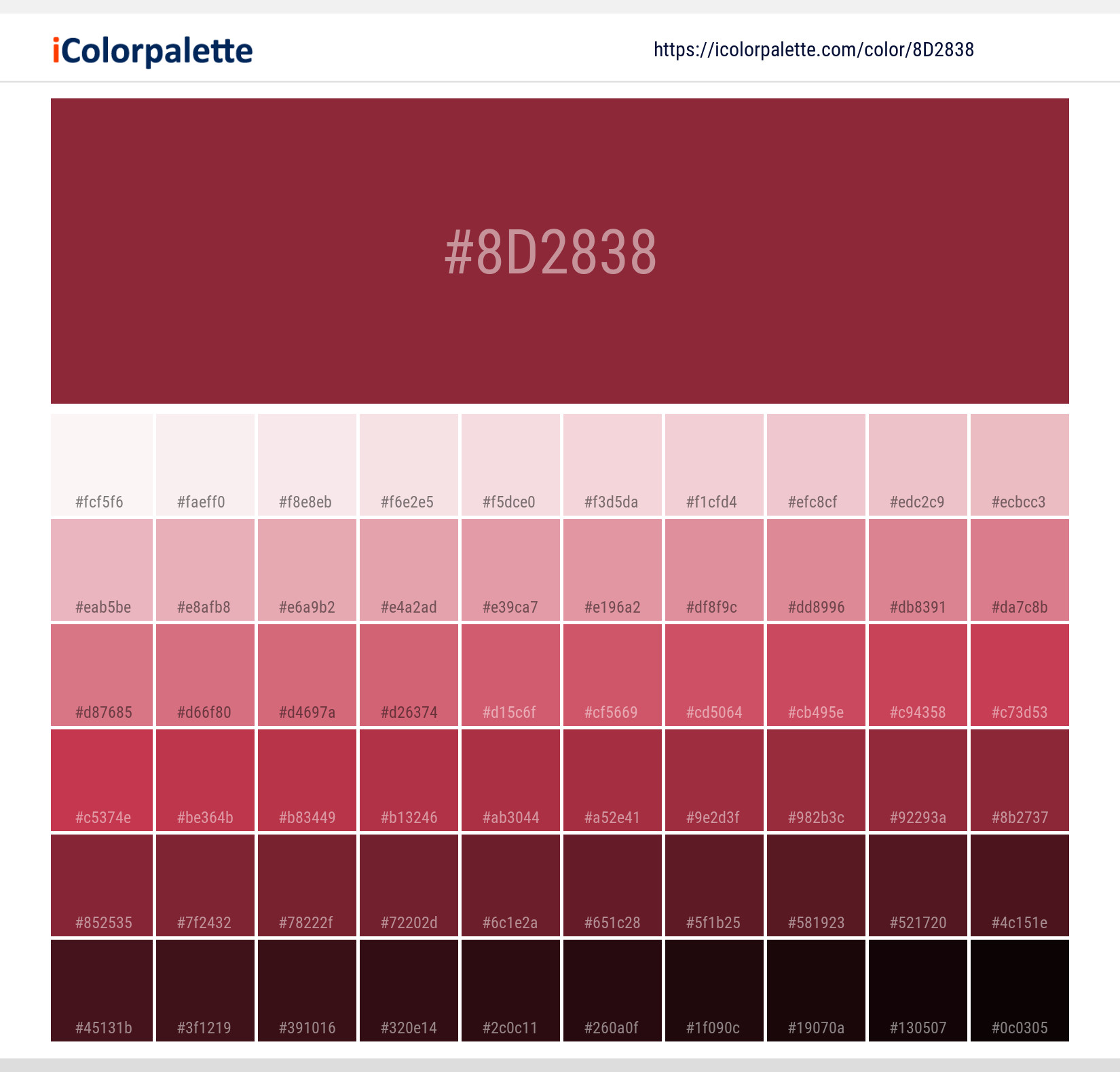 Pantone 202 Cp Color | Hex color Code #8D2838 information | Hsl | Rgb ...