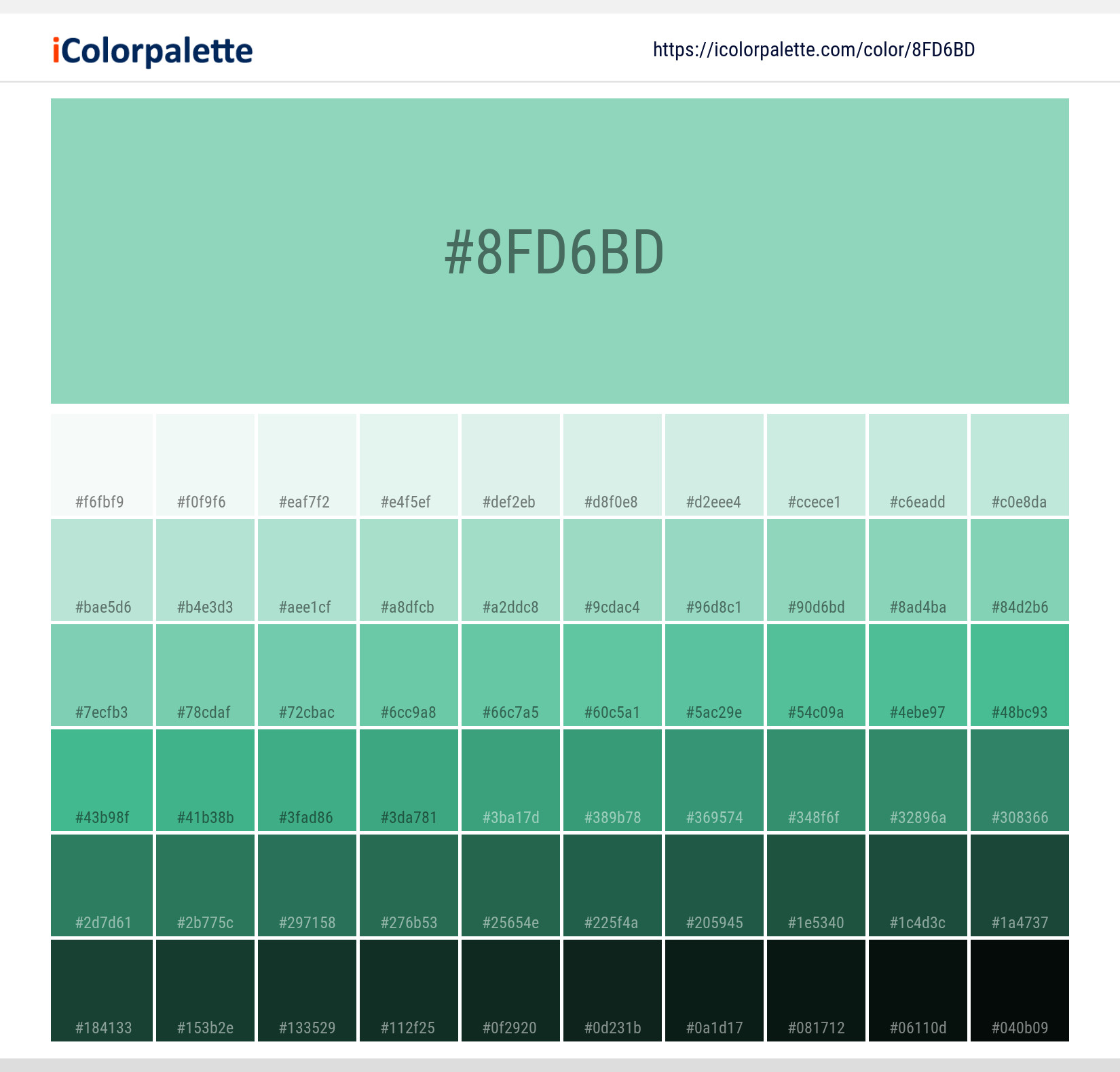 Pantone 337 C Color | Hex color Code #8FD6BD information | Hsl | Rgb ...