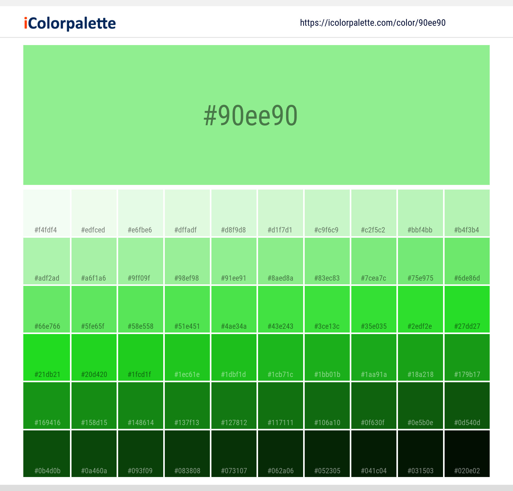 Light Green Color | 90ee90 information | Hsl | Rgb | Pantone