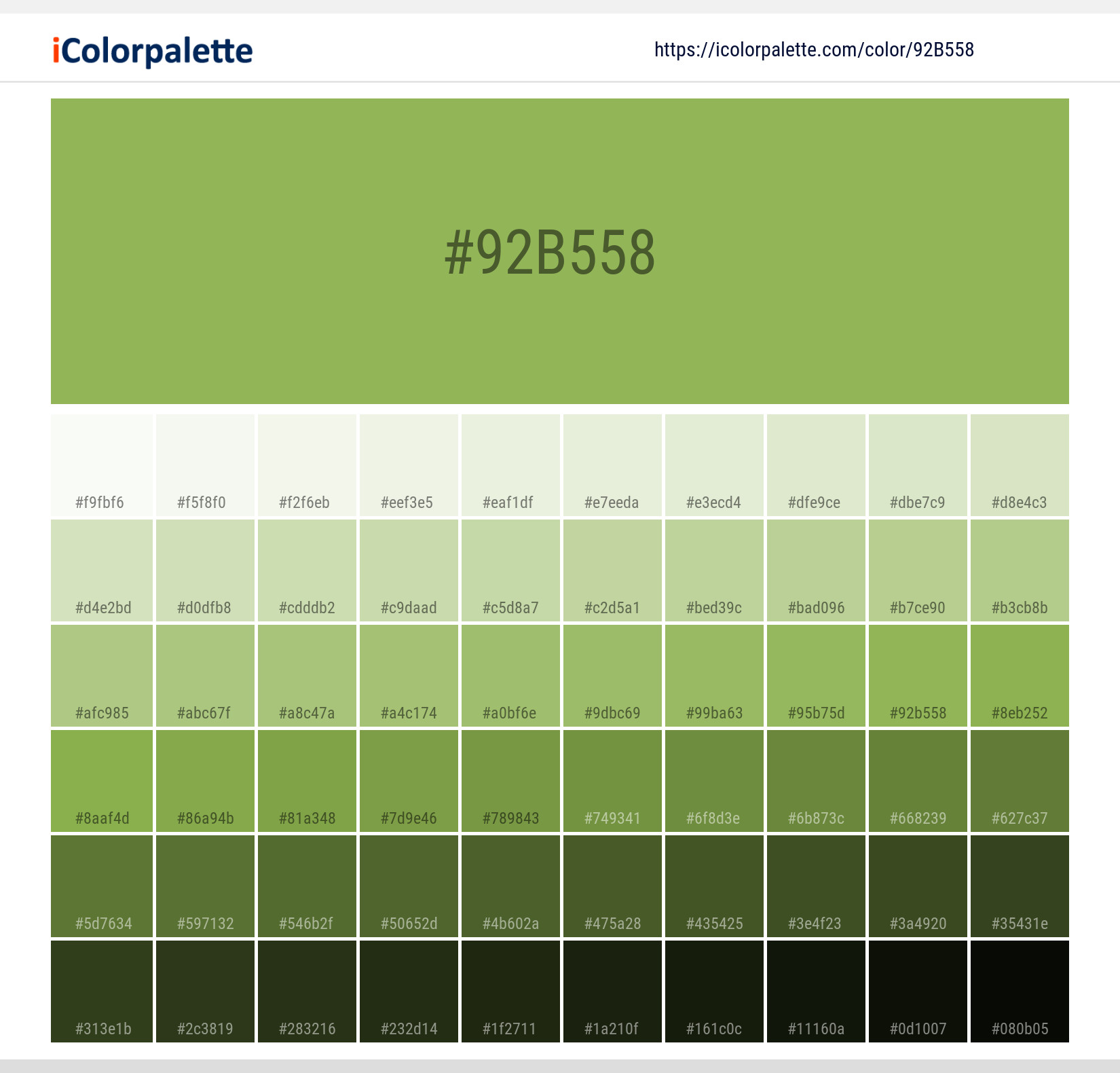 Pantone 15-0343 Tpg Greenery Color | Hex color Code #92B558 information ...