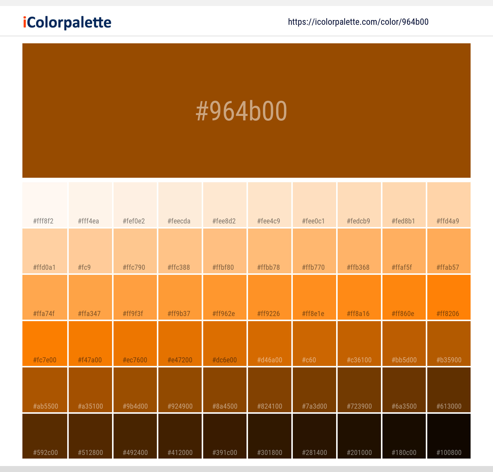 Brownie Color | 964b00 information | Hsl | Rgb | Pantone