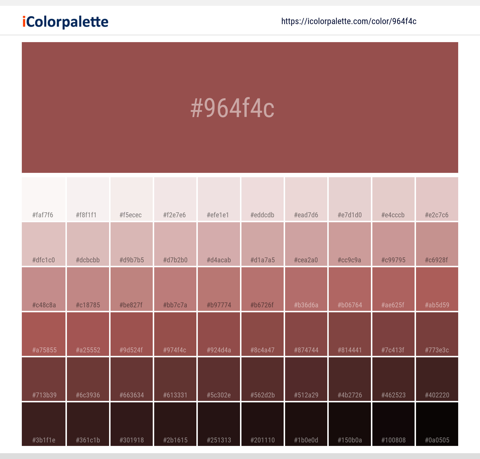 Pantone 18-1438 Tcx Marsala Color | Hex color Code #964F4C information ...