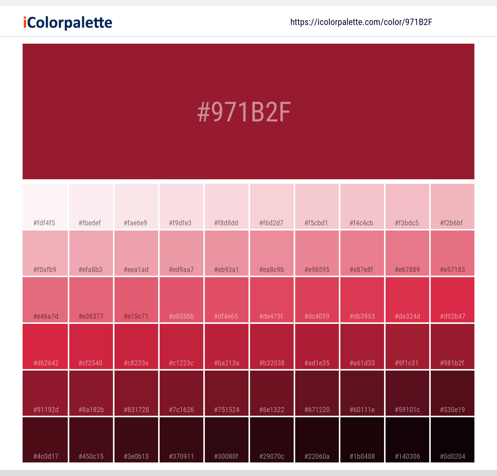 Pantone 7427 C Color | Hex color Code #971B2F information | Hsl | Rgb ...