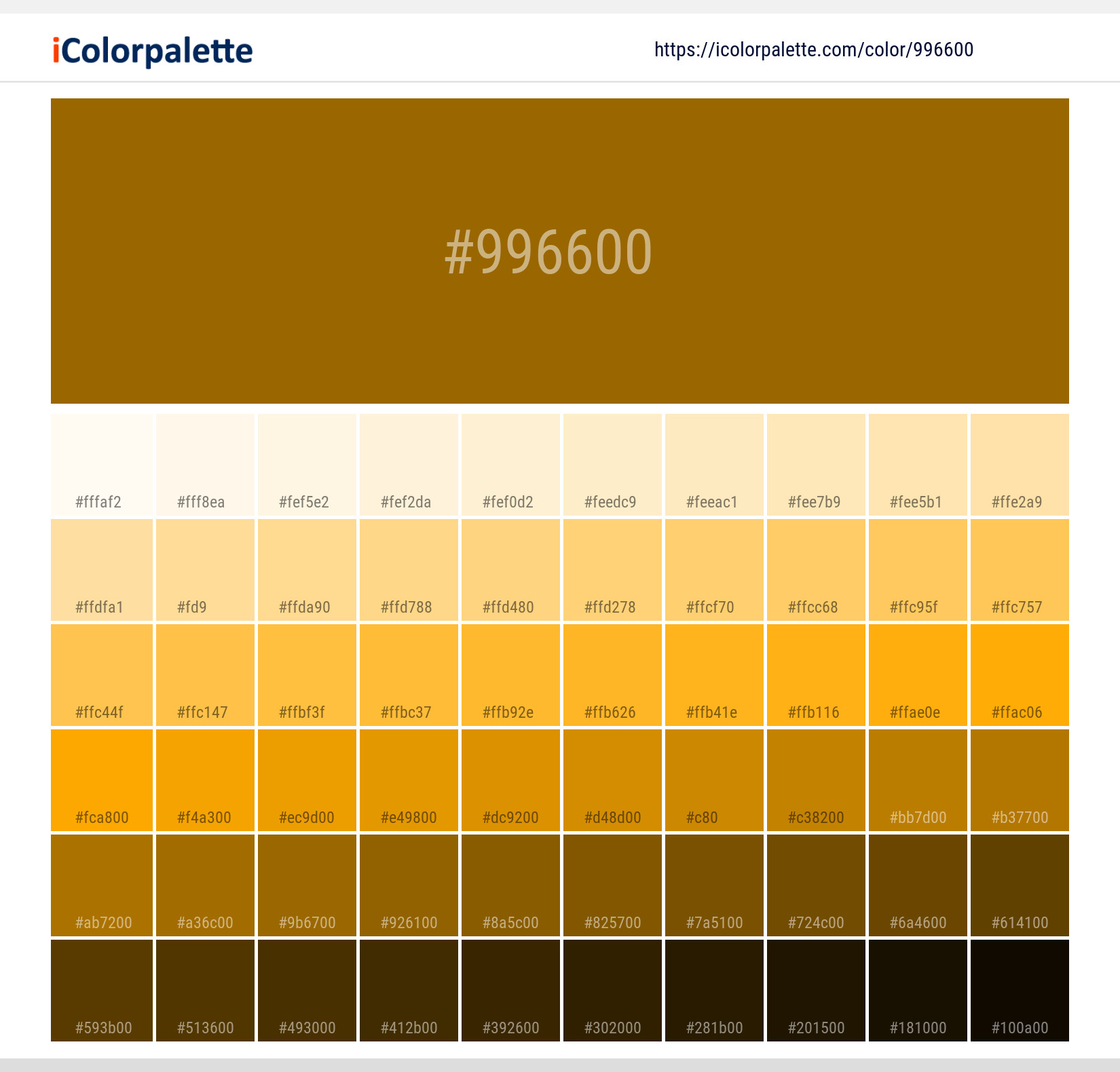 Gamboge Brown Color | 996600 | Color conversion CMYK | Hsl | Rgb ...