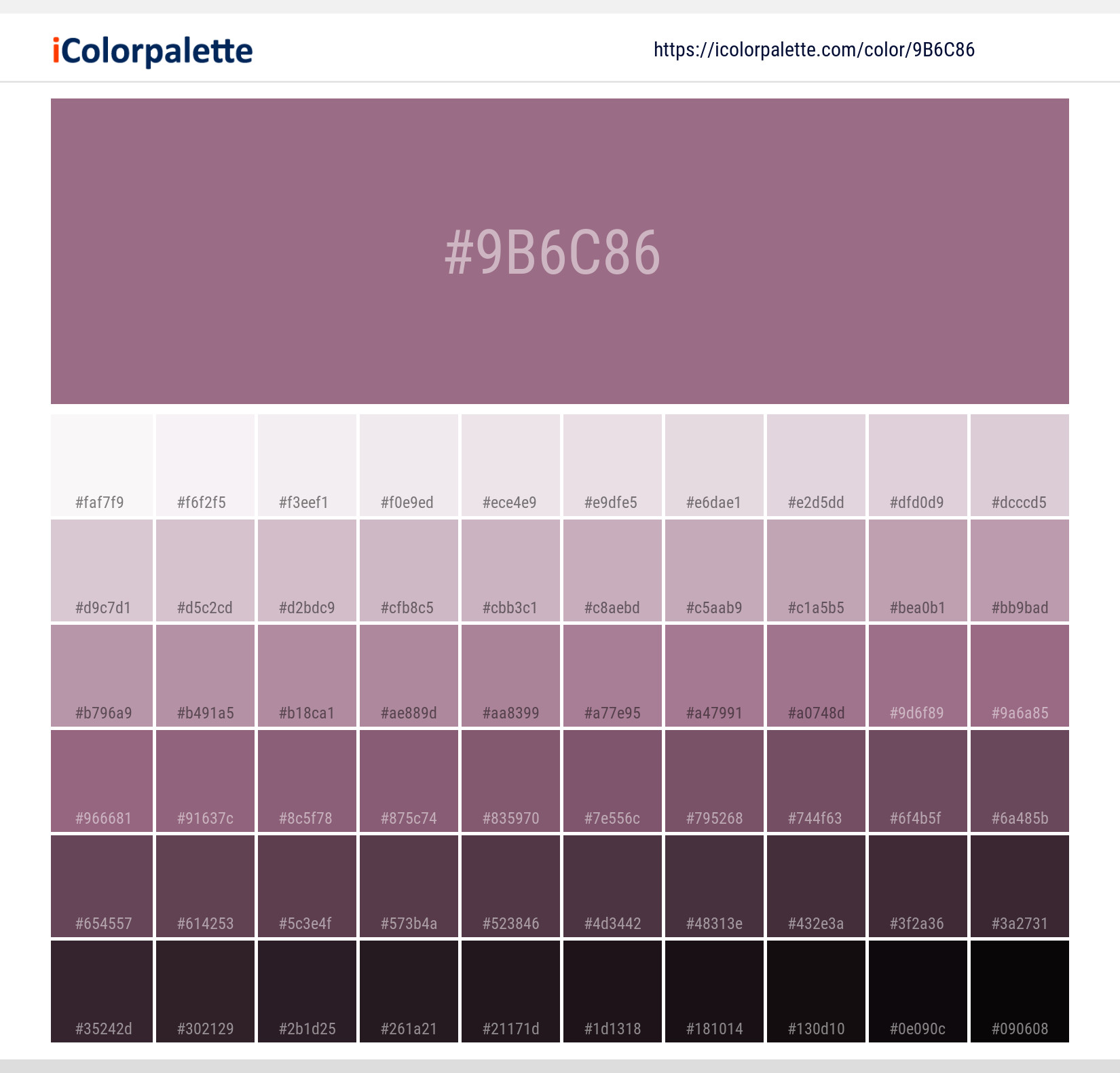 Hex Color #9b6c86 | Pantone PANTONE 17-1710 TPG | Hsl | Rgb