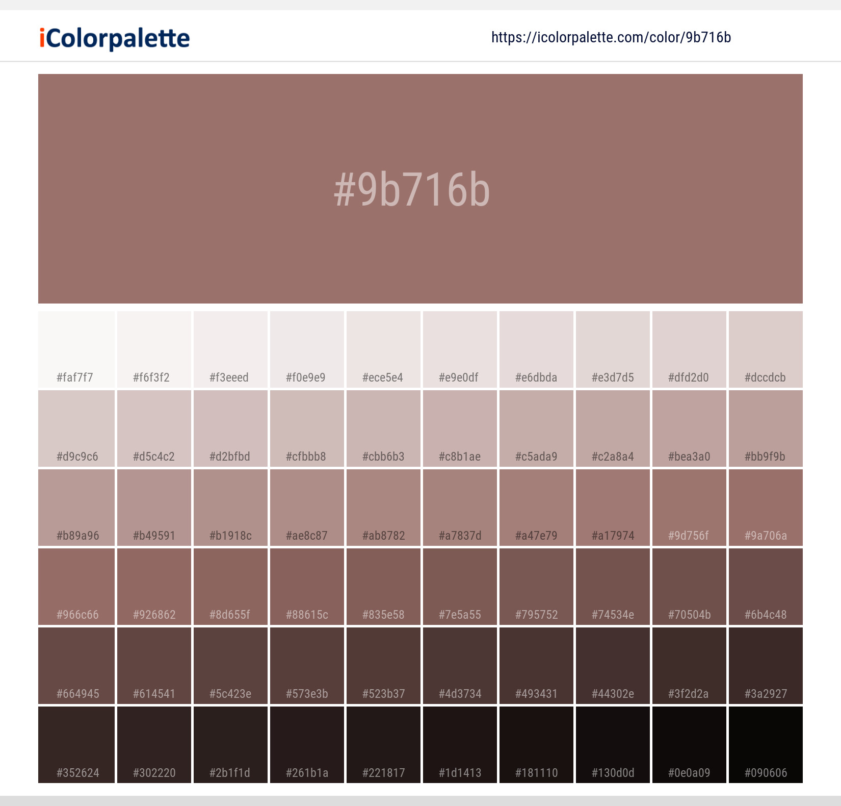 Pantone 17-1516 Tcx Burlwood Color | Hex color Code #9B716B information ...