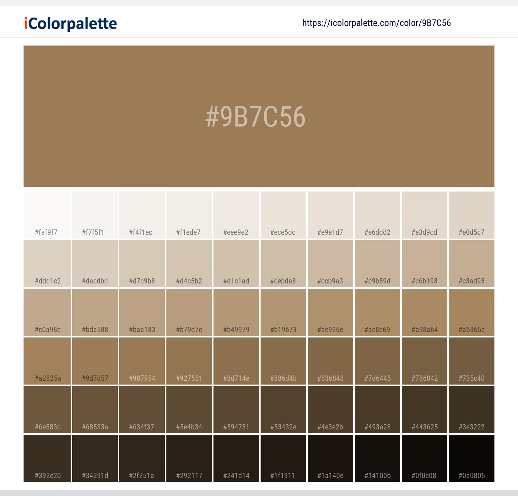 Pantone 464 U Color | Hex color Code #9B7C56 information | Hsl | Rgb ...