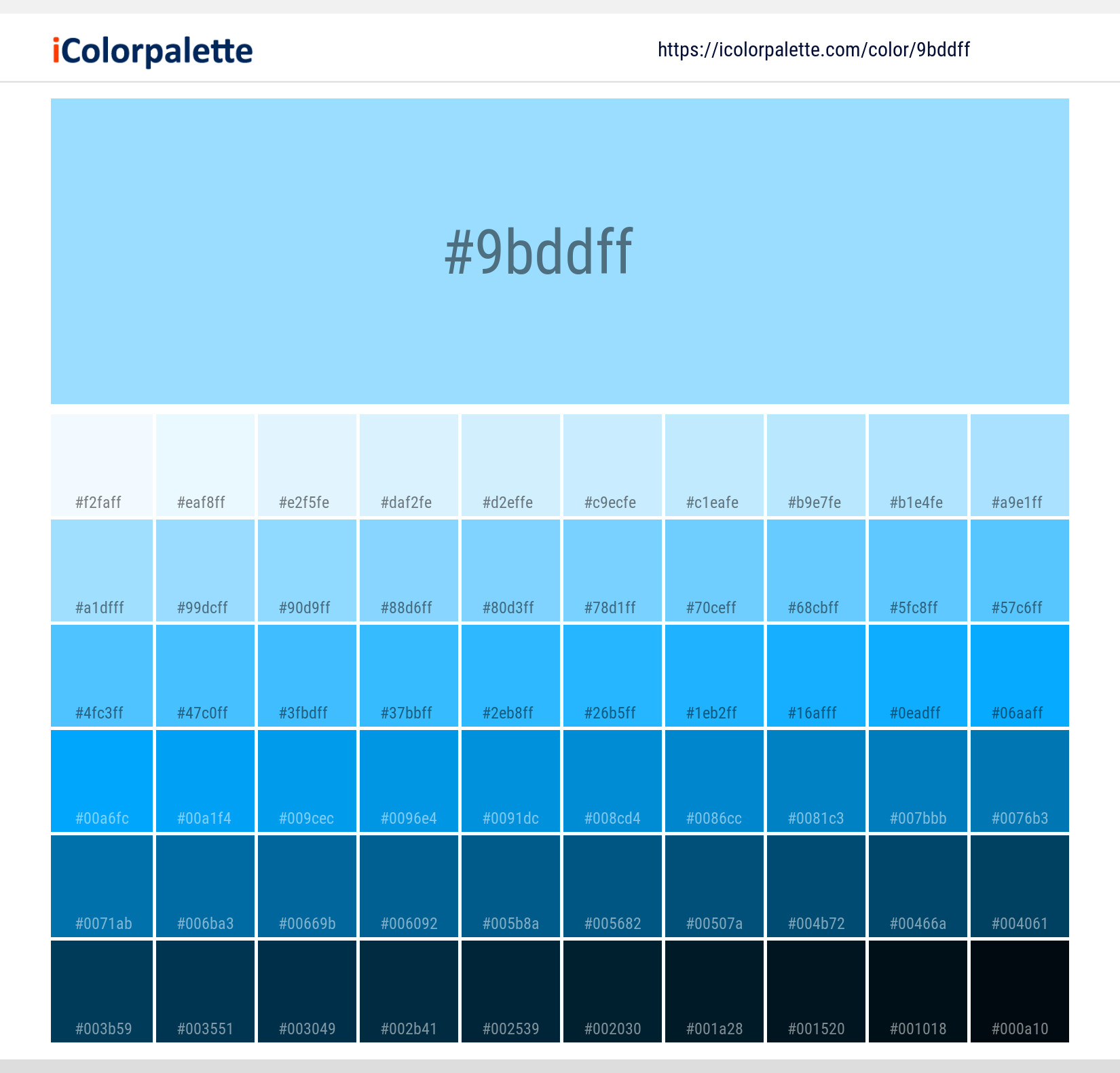 Columbia Blue Color | 9bddff information | Hsl | Rgb | Pantone