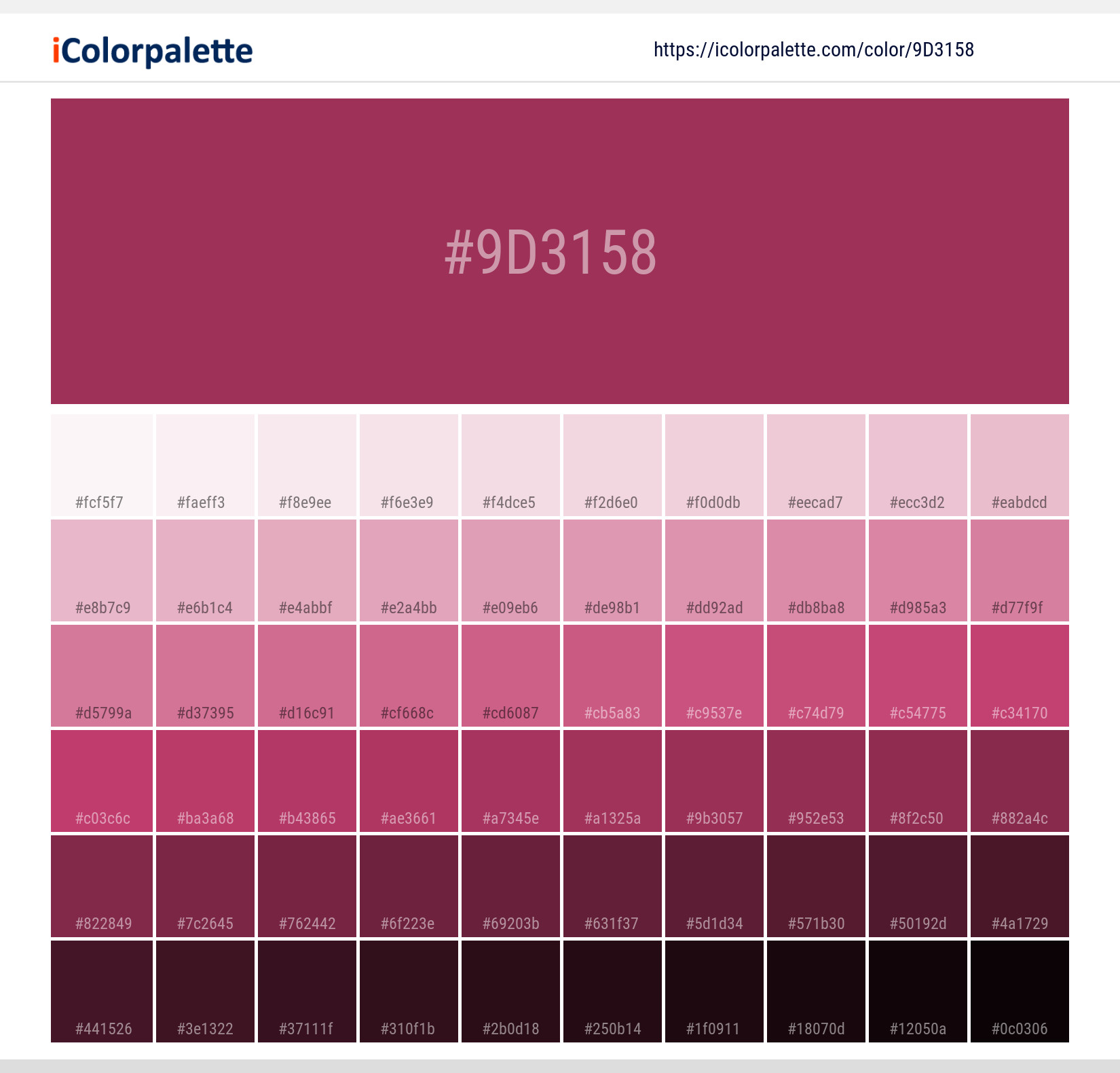 Pantone 19-2047 Tpx Sangria Color | Hex color Code #9D3158 information ...
