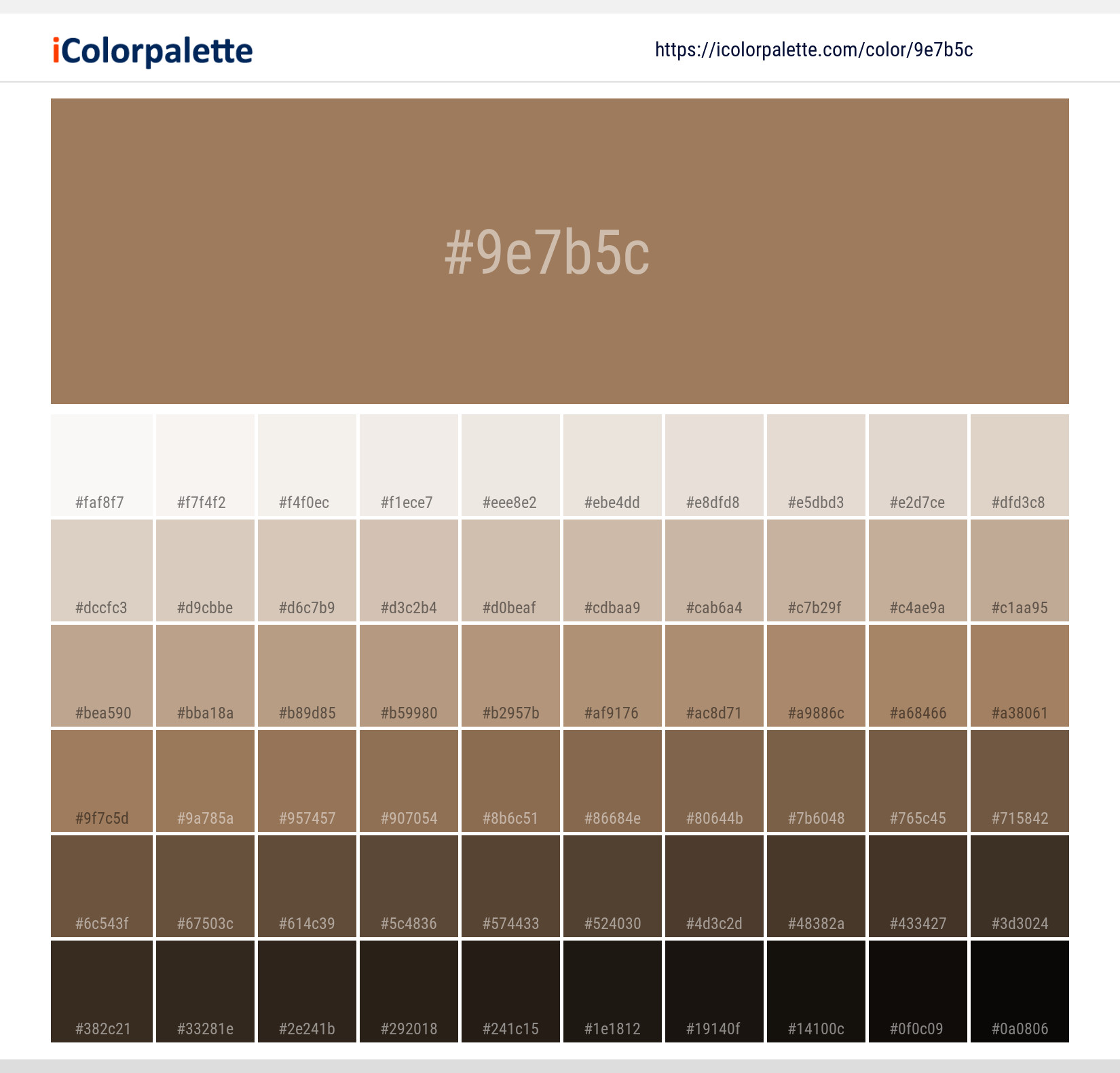 Barite Color | 9e7b5c information | Hsl | Rgb | Pantone