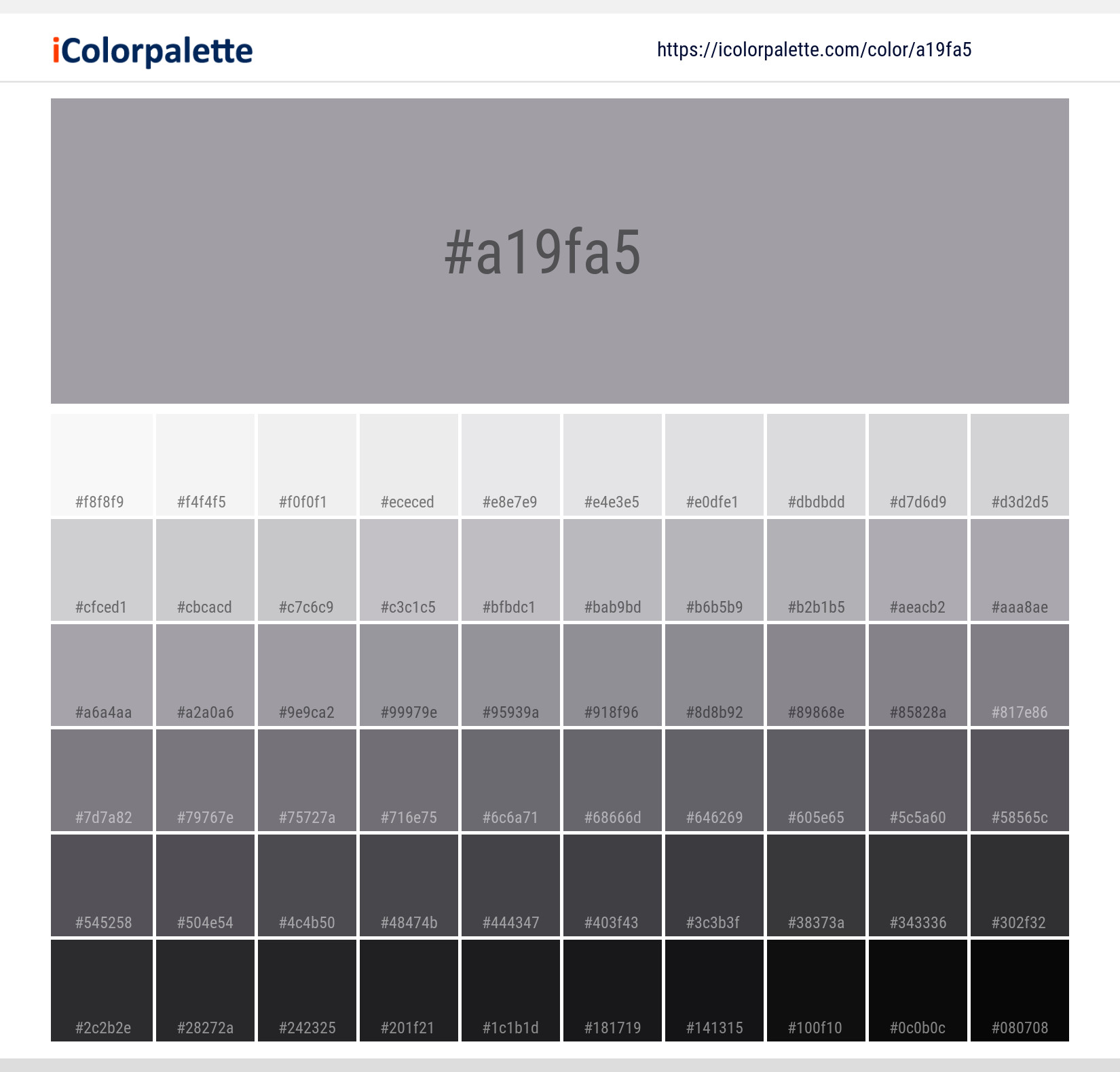 Hex Color #a19fa5 | Printing Match PANTONE 16-3850 TCX | Color ...