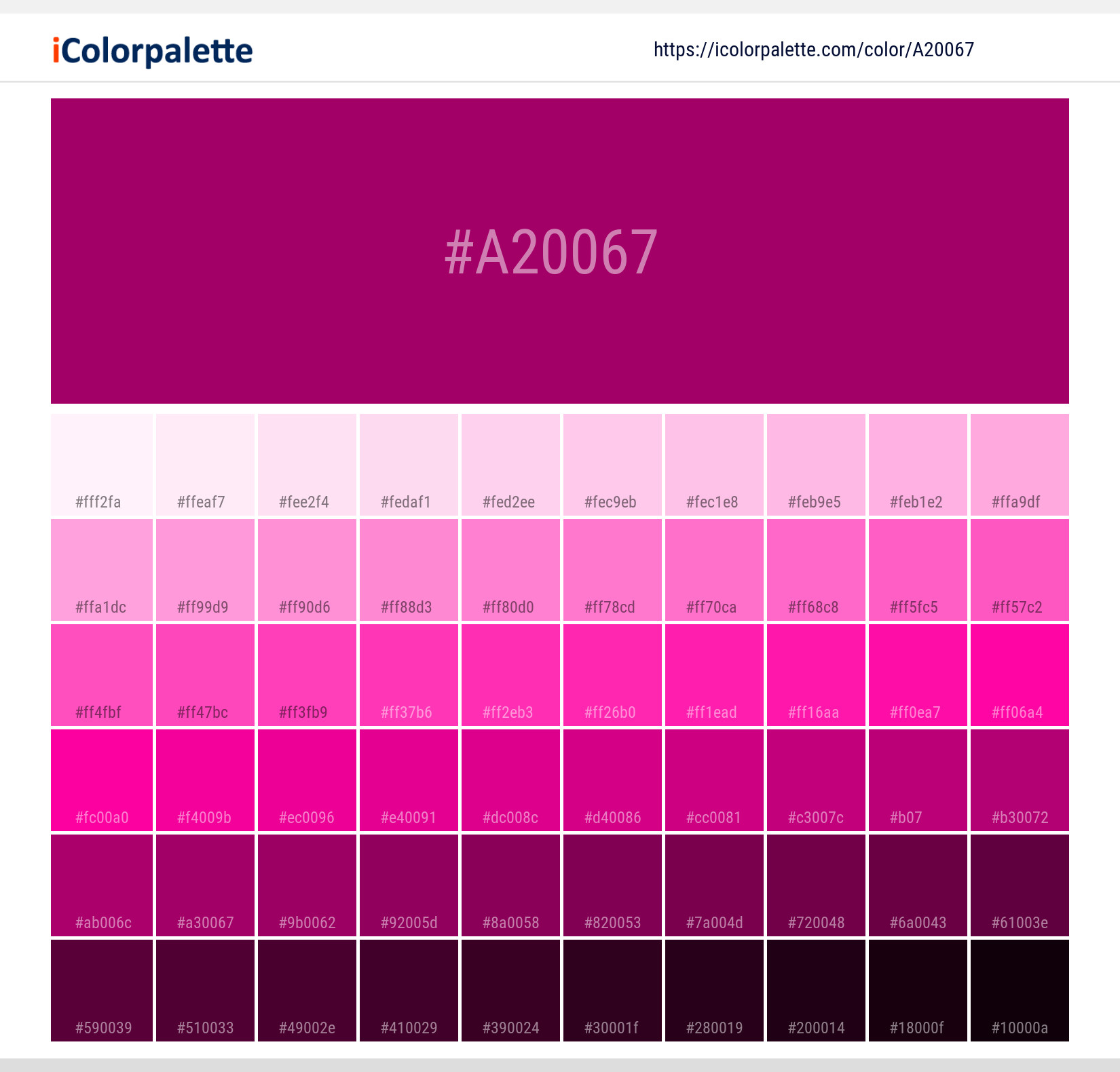 Hex Color #a20067 | Pantone PANTONE 234 C | Hsl | Rgb