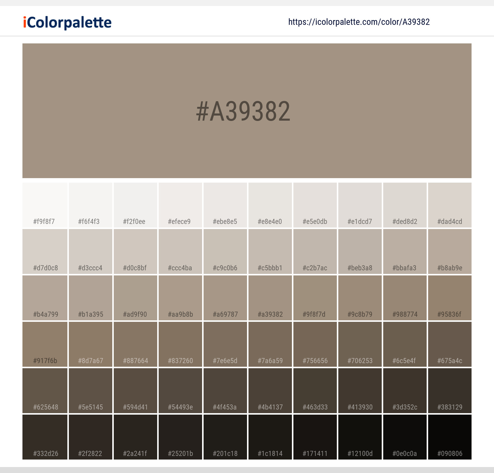 Hex Color #a39382 information | Hsl | Rgb | Pantone
