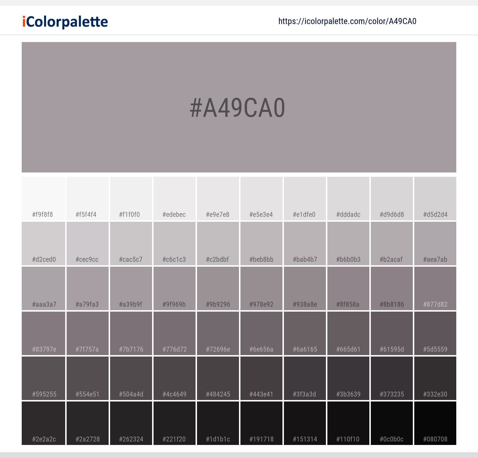 Hex Color #a49ca0 | Printing Match PANTONE 16-3803 TCX | Color ...