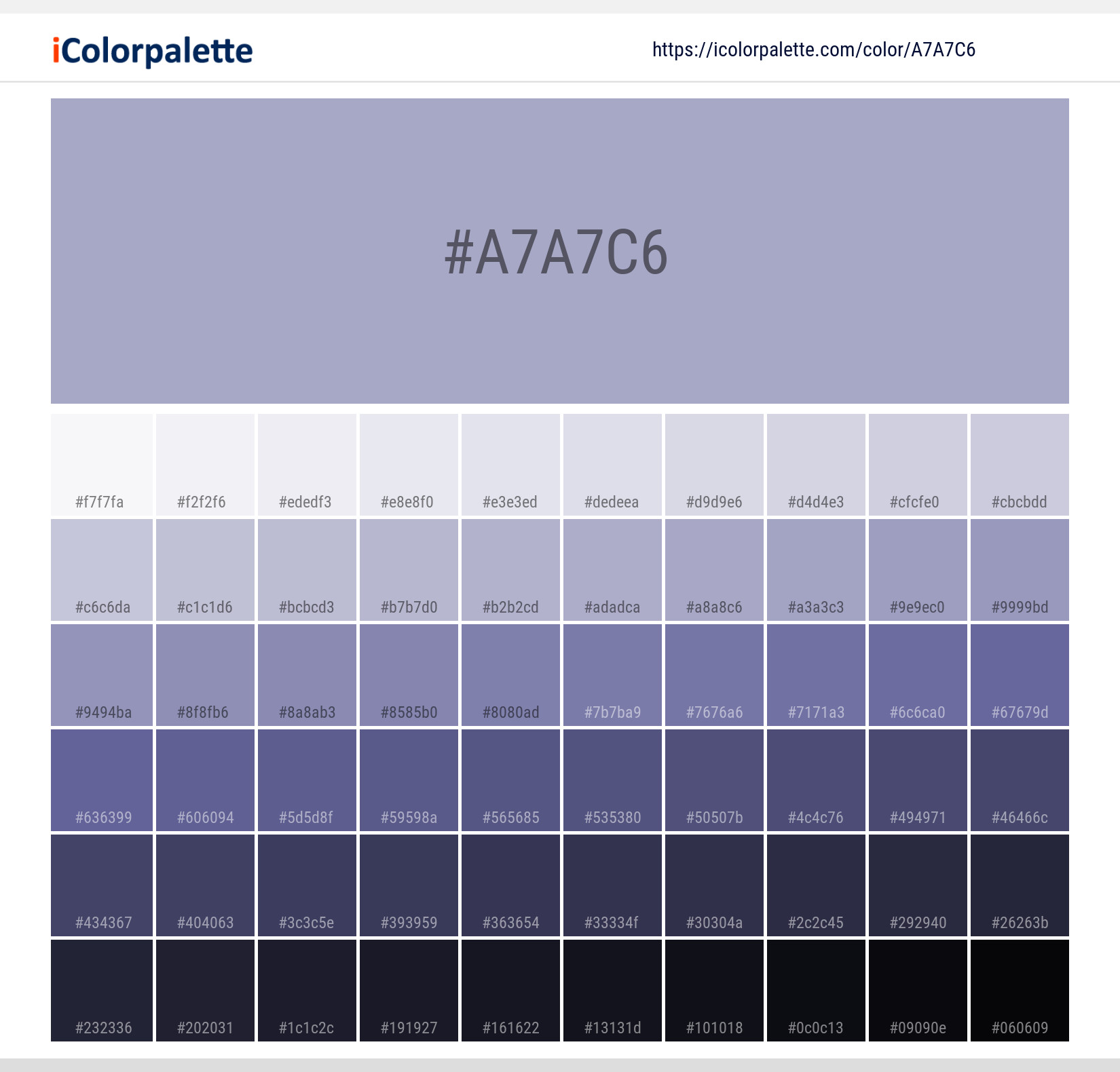 Hex Color #a7a7c6 | Printing Match PANTONE P 100-3 C | Color conversion ...