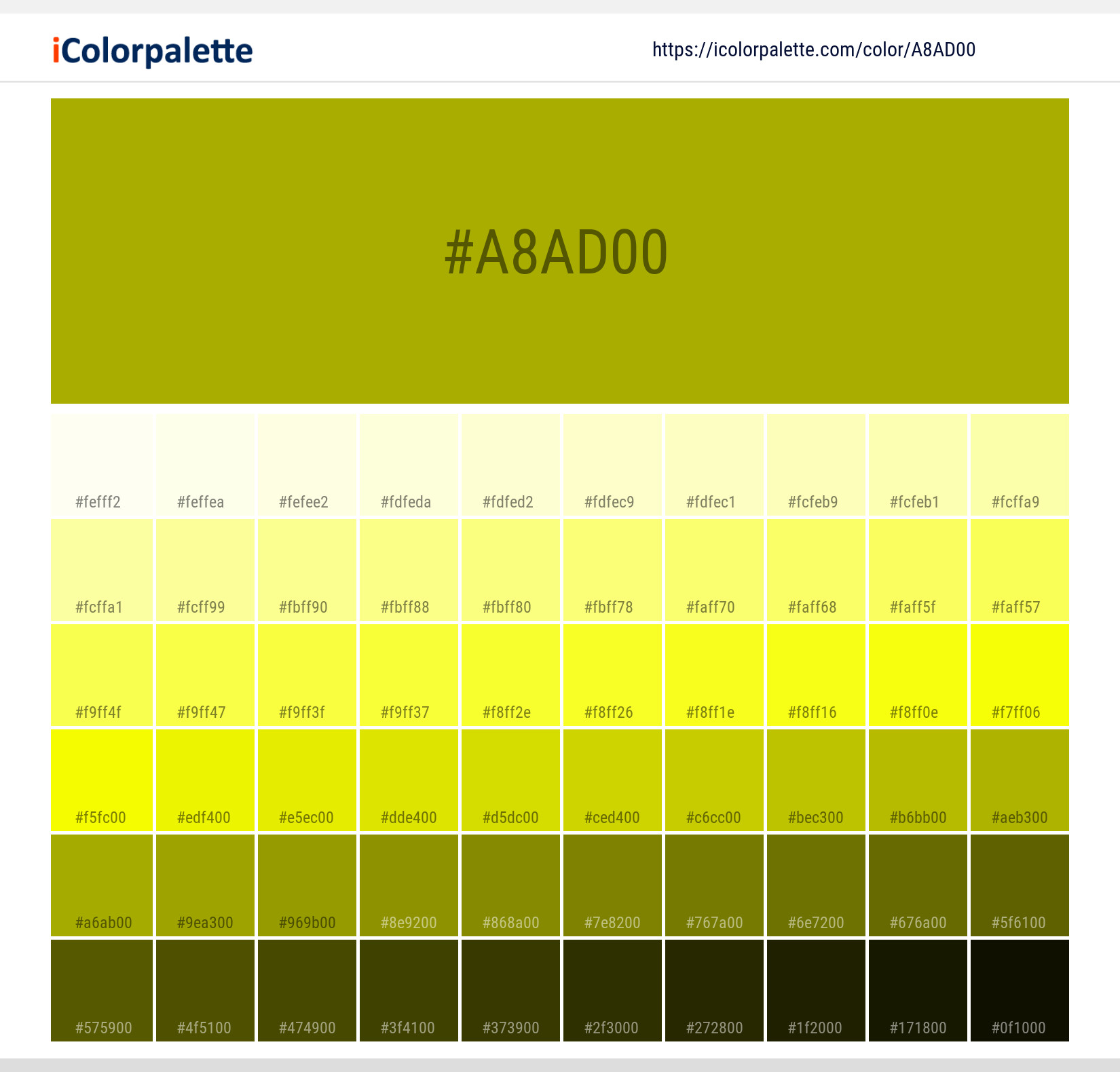 Pantone 383 C Color | Hex color Code #A8AD00 information | Hsl | Rgb ...