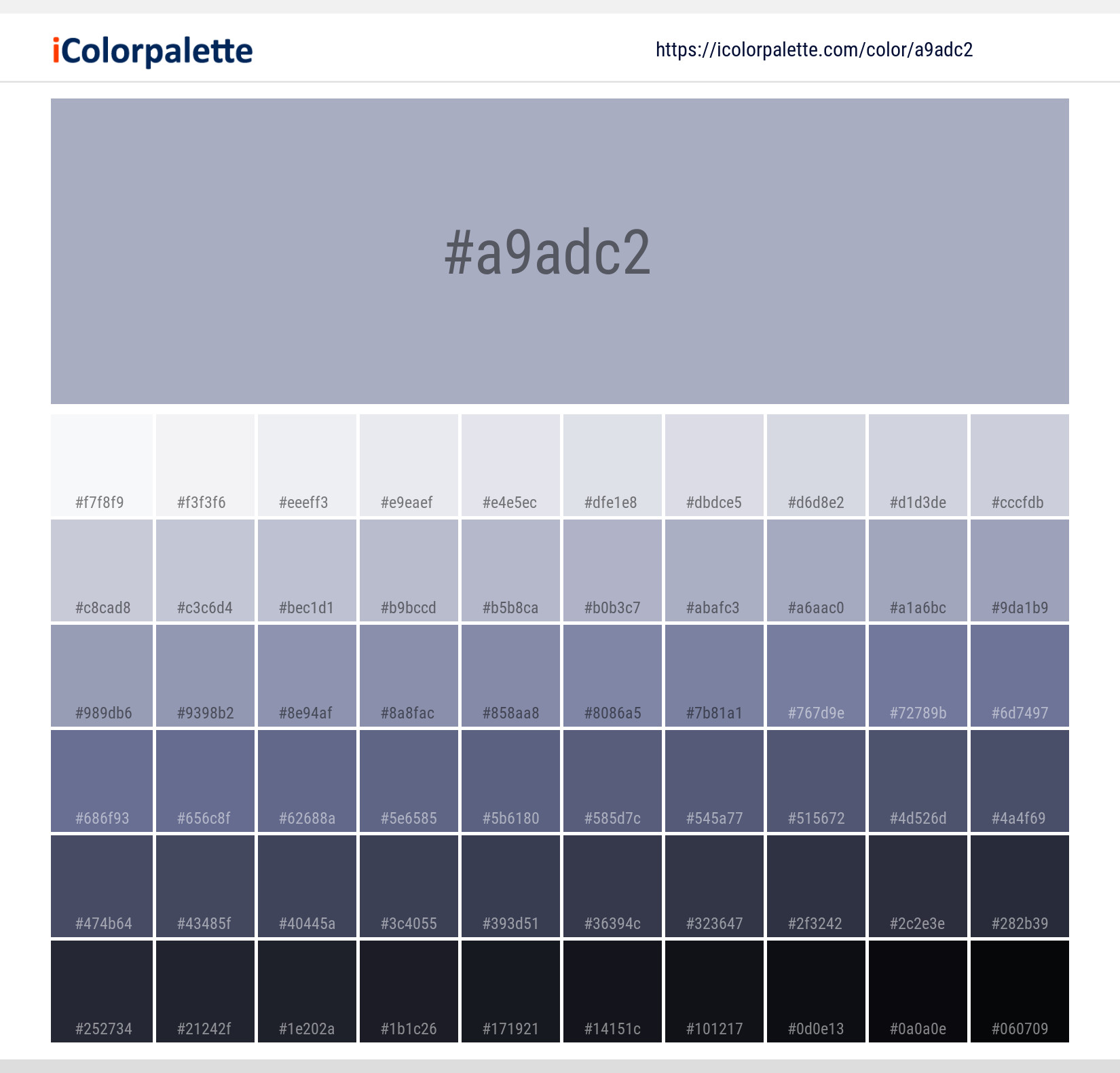 Hex Color #a9adc2 | Printing Match PANTONE 15-3908 TCX | Color ...