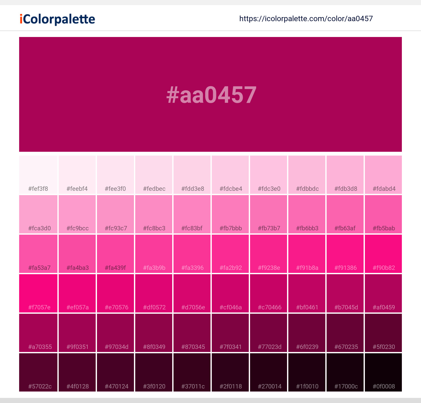 Purplish Red ( similar ) Color | aa0457 information | Hsl | Rgb | Pantone