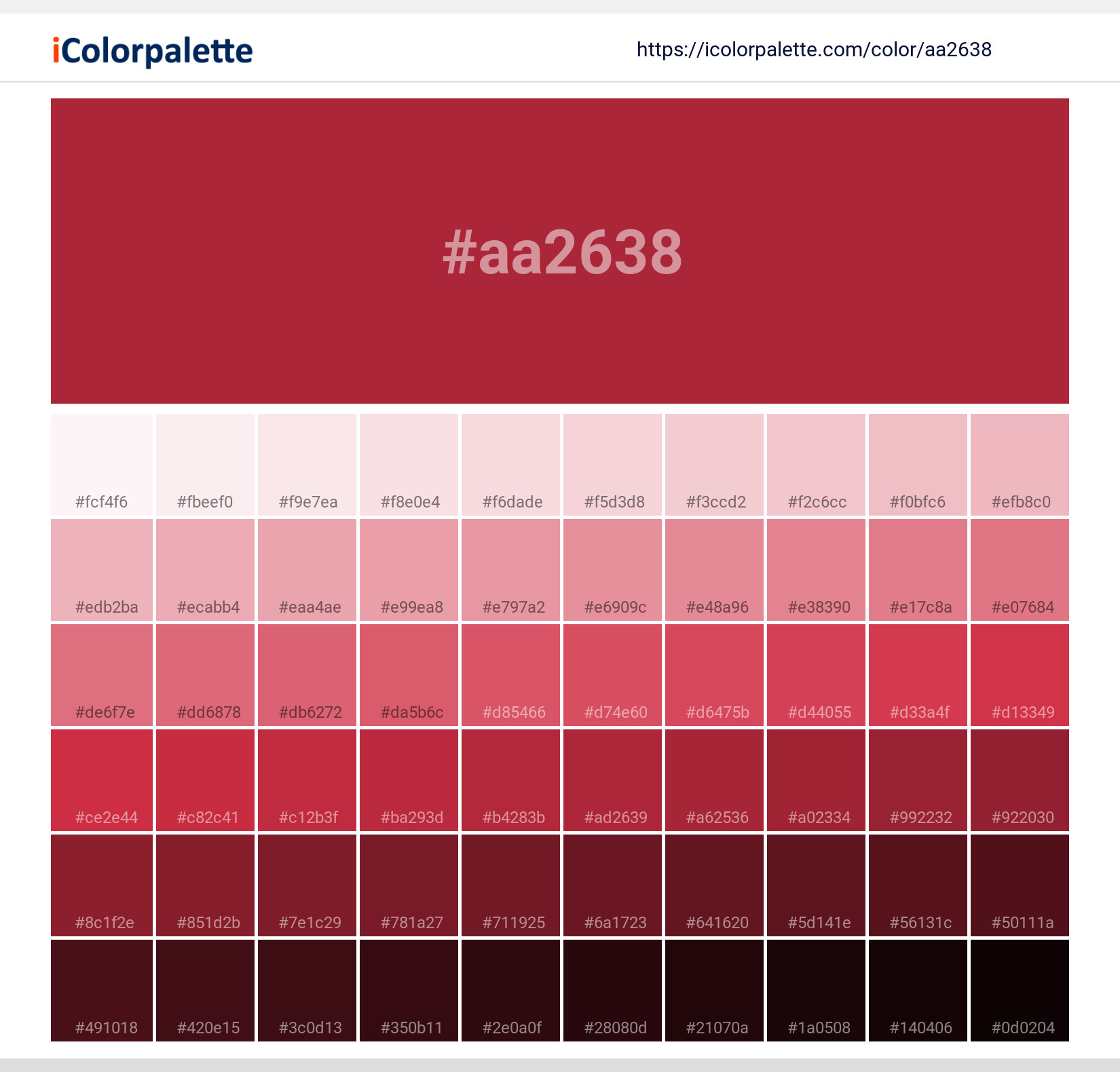 Alabama Crimson (similar) Color | aa2638 information | Hsl | Rgb | Pantone