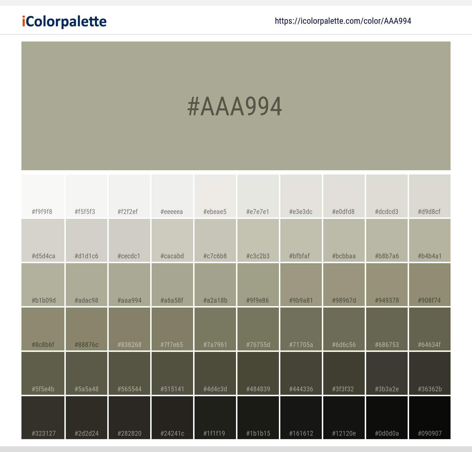 Hex Color #aaa994 | Pantone PANTONE 15-6410 TPG | Hsl | Rgb