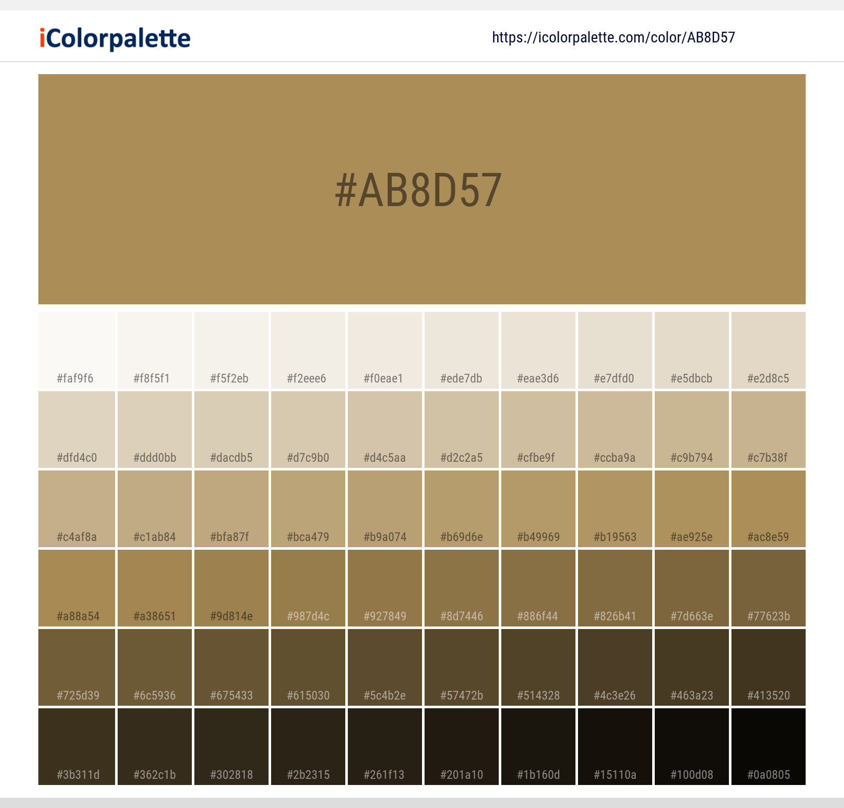 Hex Color #ab8d57 | Printing Match PANTONE P 16-5 U | Color conversion ...