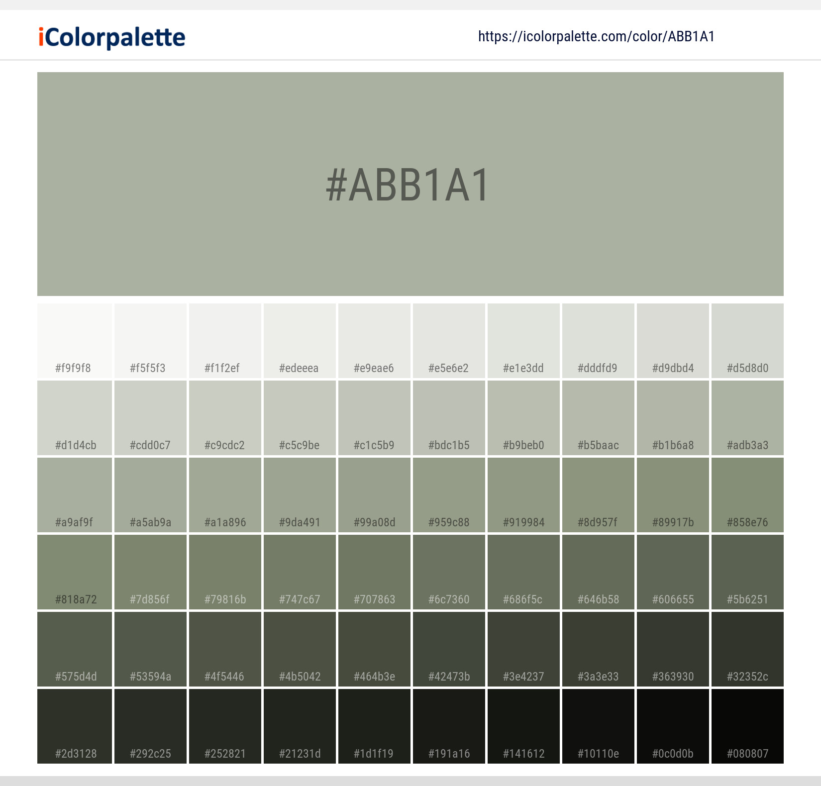 Hex Color Code #abb1a1 | Pantone 7537 Cp color information | Hsl | Rgb ... Hex Color Code #abb1a1 | Pantone 7537 Cp color information | Hsl | Rgb ...
