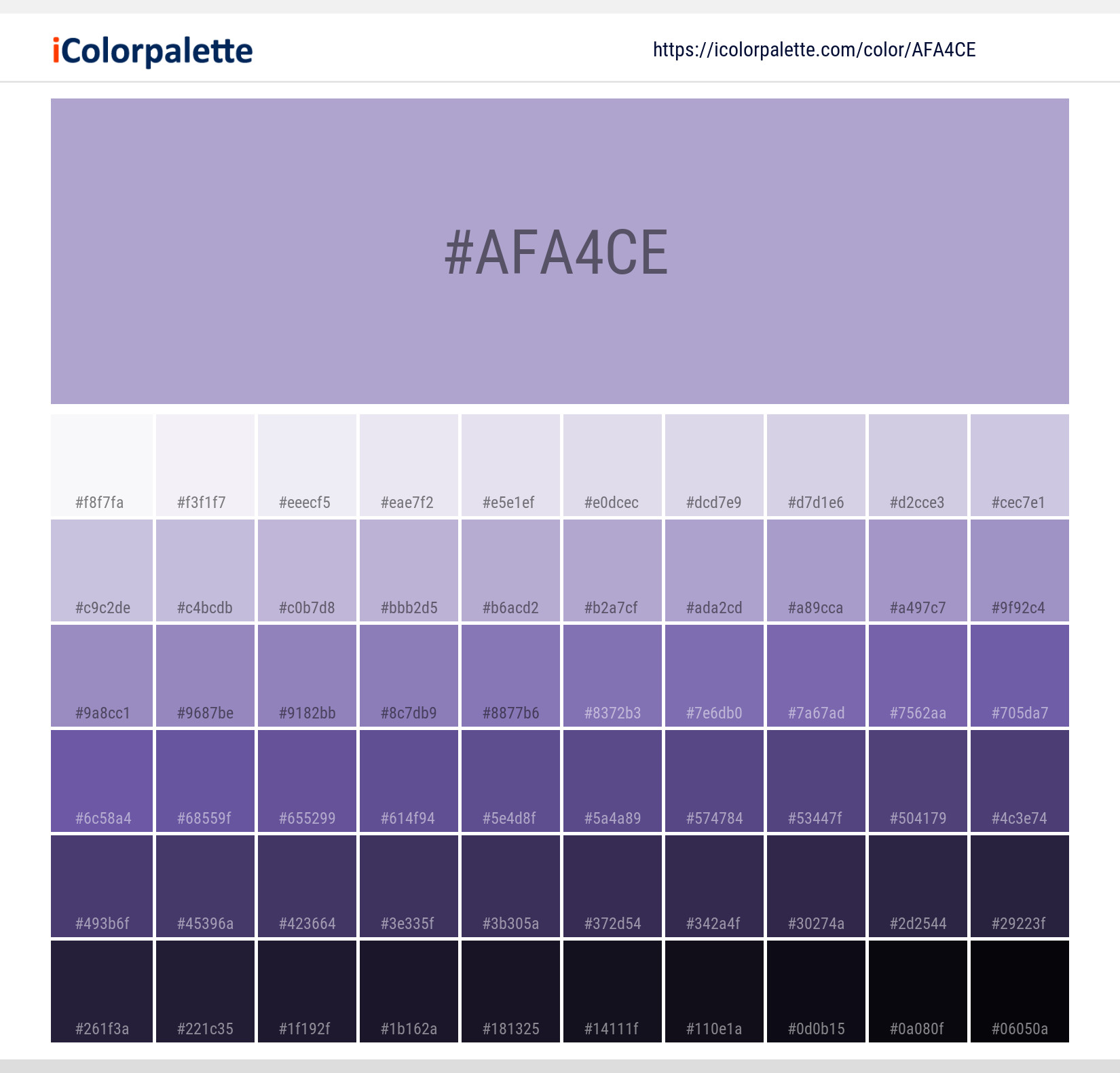 Hex Color #afa4ce | Printing Match PANTONE 15-3817 TCX | Color ...