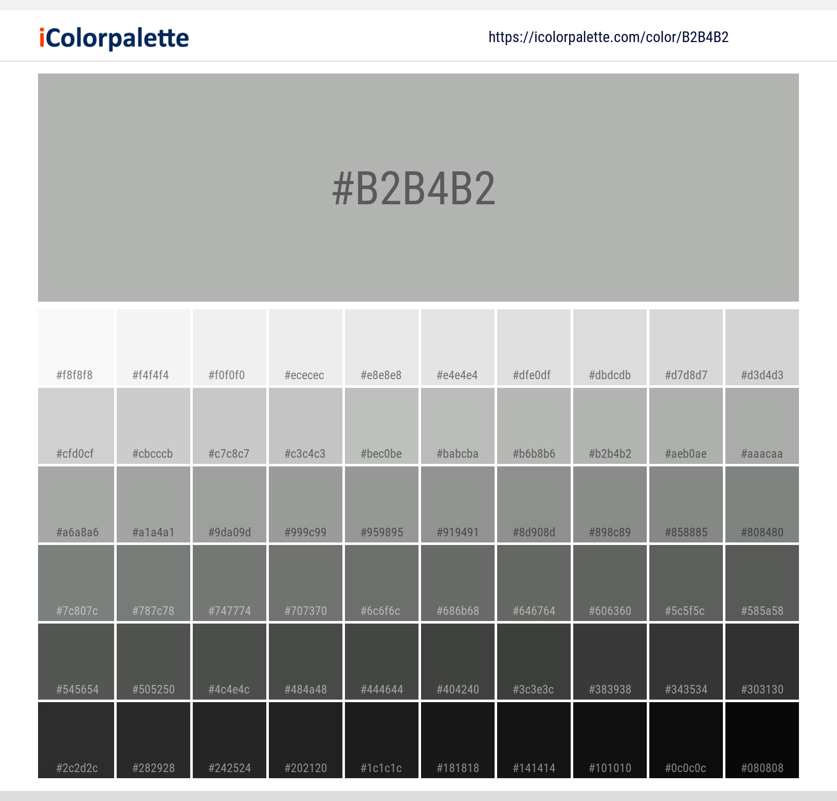 Hex Color #b2b4b2 information | Hsl | Rgb | Pantone