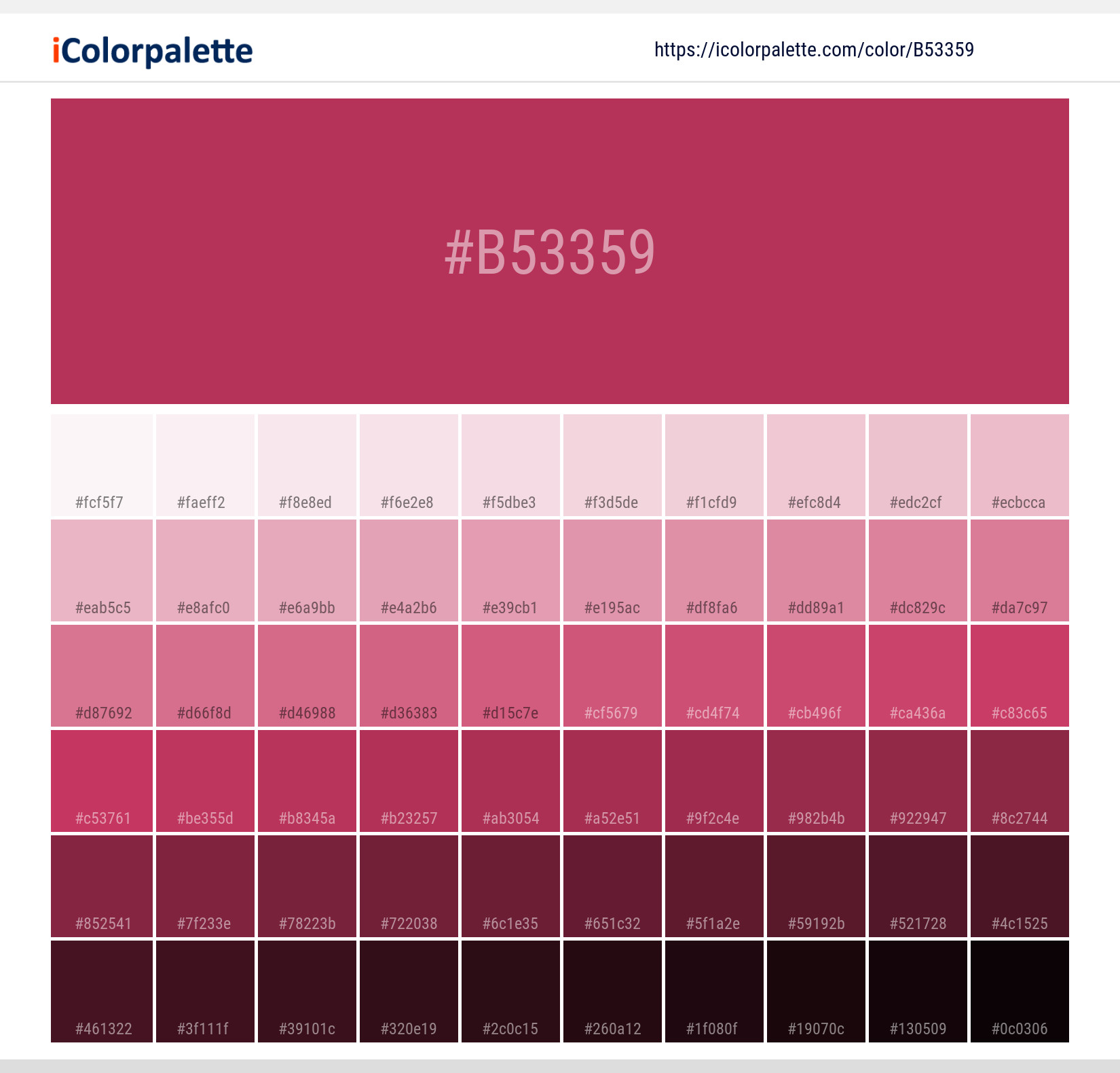 Hex Color #b53359 information | Hsl | Rgb | Pantone