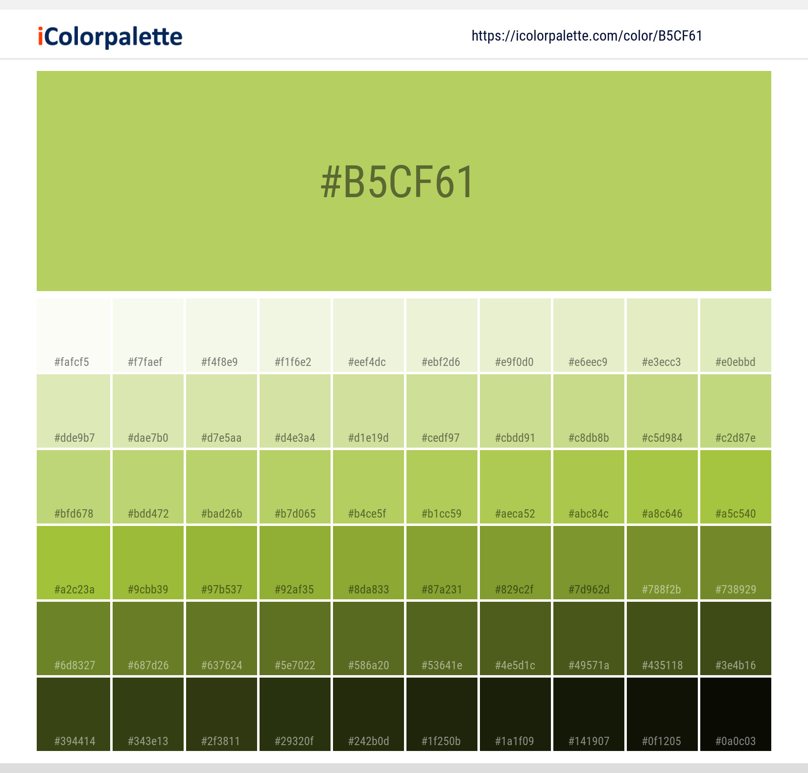 Hex Color #b5cf61 information | Hsl | Rgb | Pantone