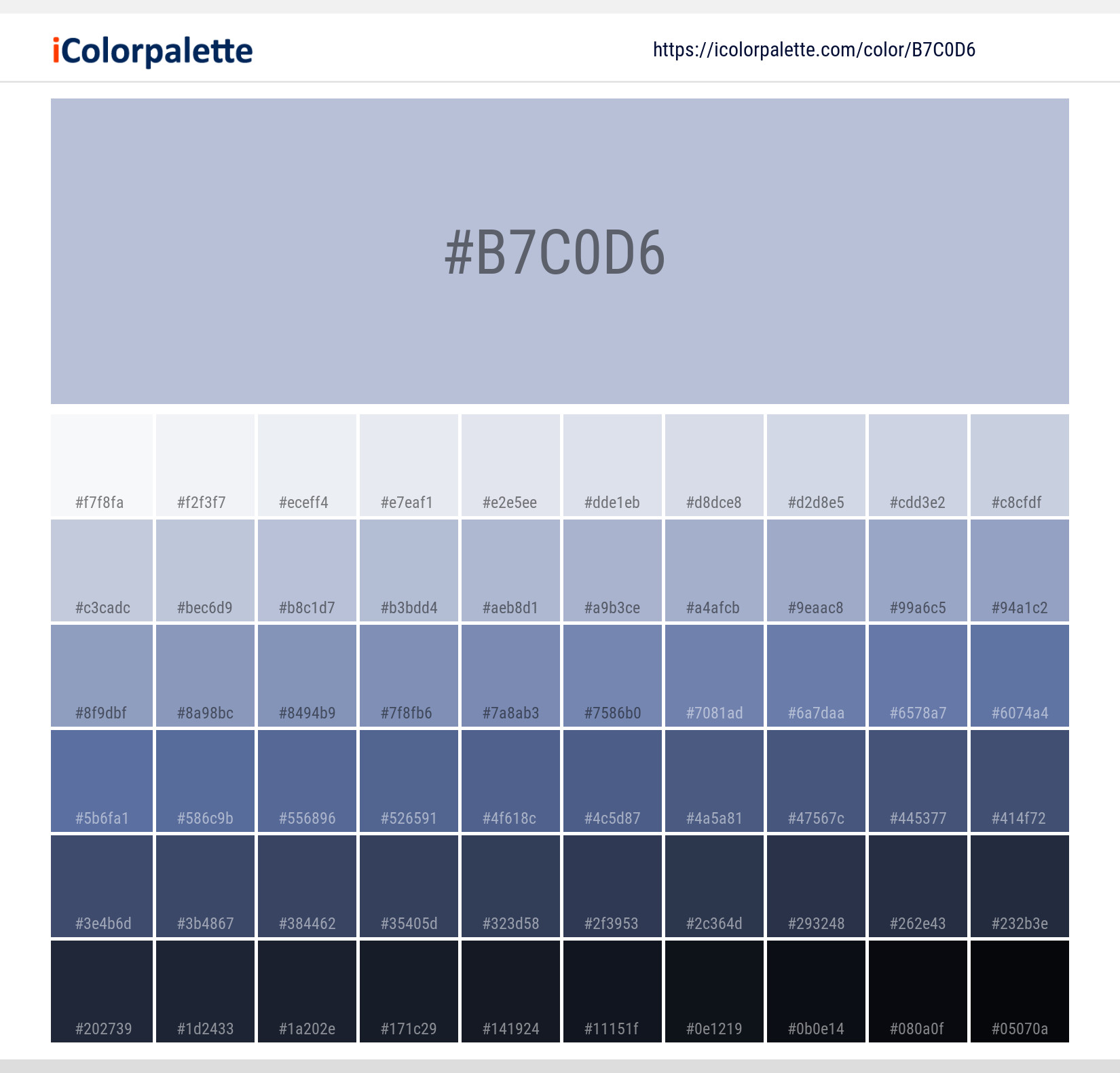 Hex Color #b7c0d6 | Printing Match PANTONE 14-4110 TCX | Color ...