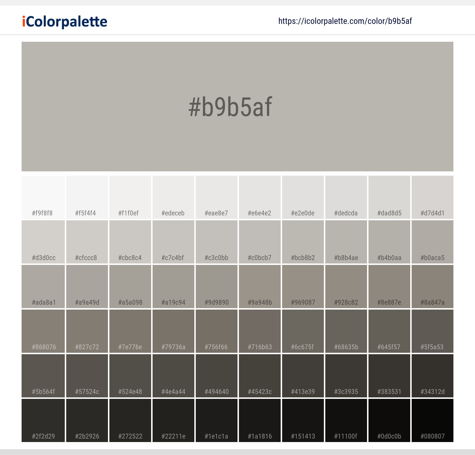 Soft Beige Color | b9b5af information | Hsl | Rgb | Pantone