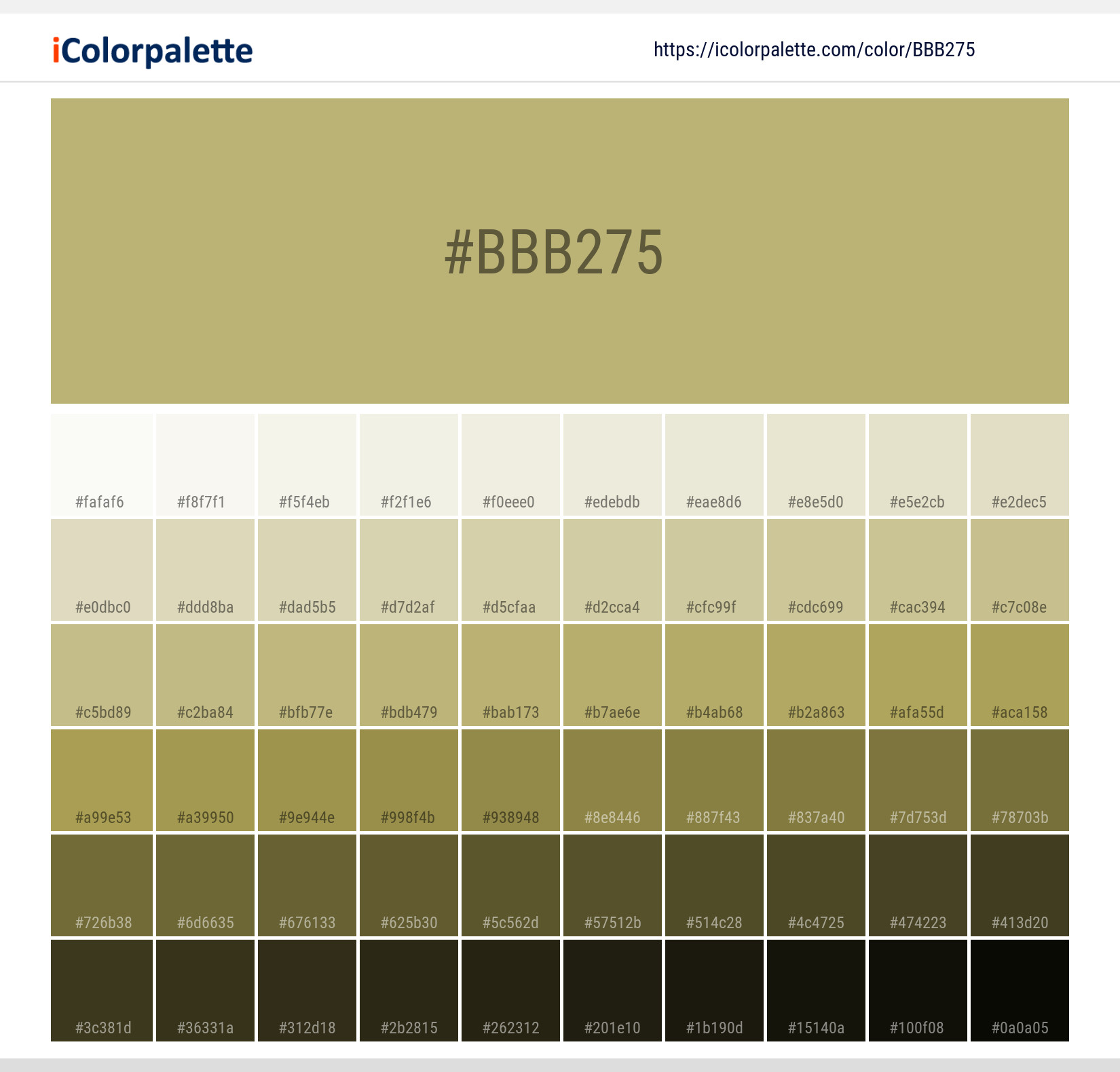 Pantone 617 U Color | Hex color Code #bbb275 information | Hsl | Rgb ...