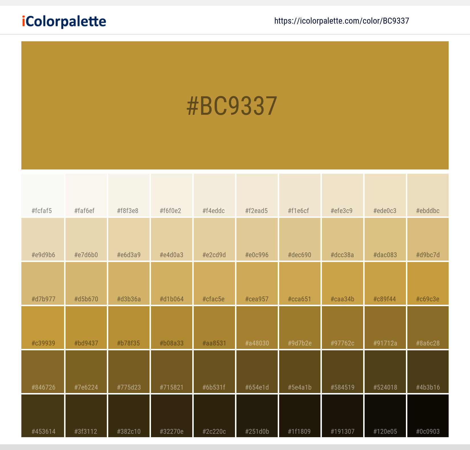 Pantone 16 0946 Tpx Honey Color Hex Color Code bc9337 Information 