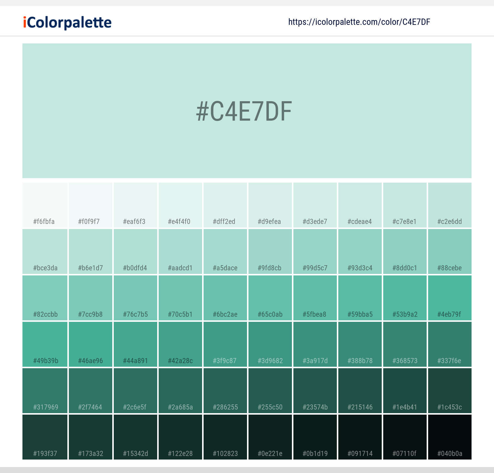Pantone 12 5408 Tpx Moonlight Jade Color Hex Color Code c4e7df pantone-12-5408-tpx-moonlight-jade-color-hex-color-code-c4e7df