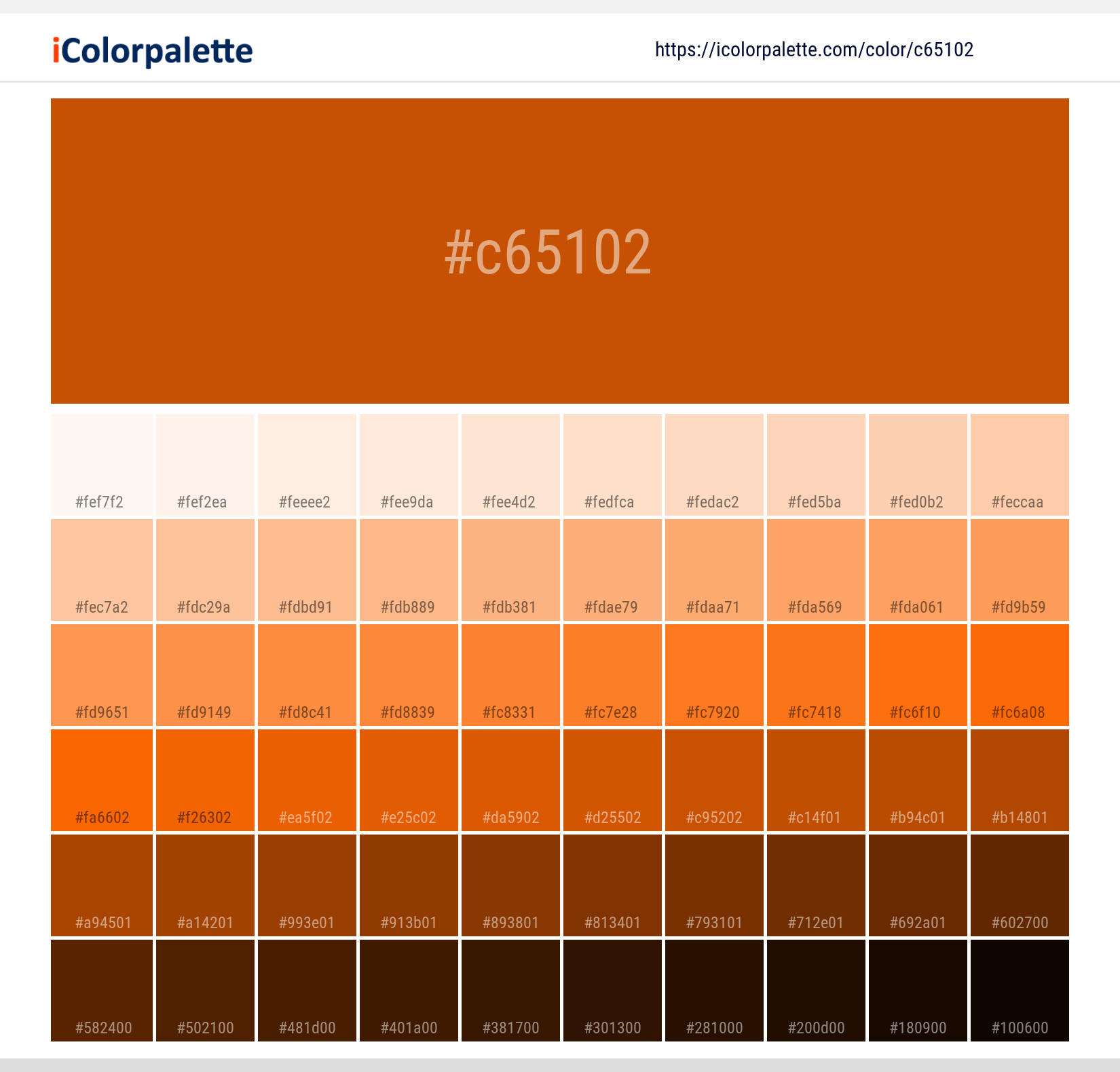 Hex Color Code c65102 Dark Orange Color Information Hsl Rgb 