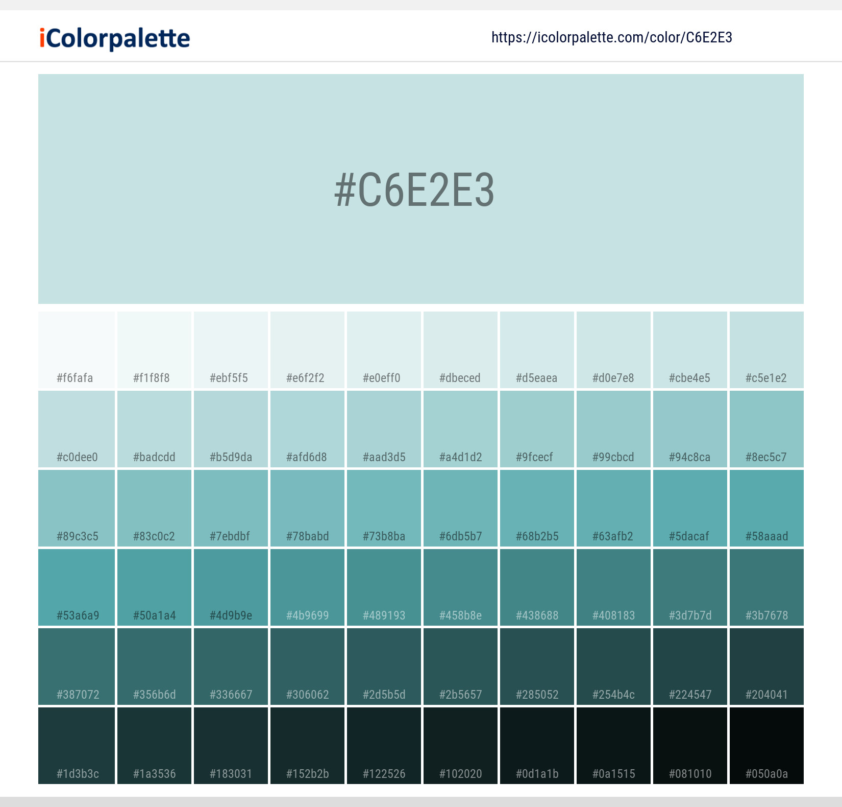 Pantone 12-5206 Tpx Blue Glass Color | Hex color Code #C6E2E3 ...
