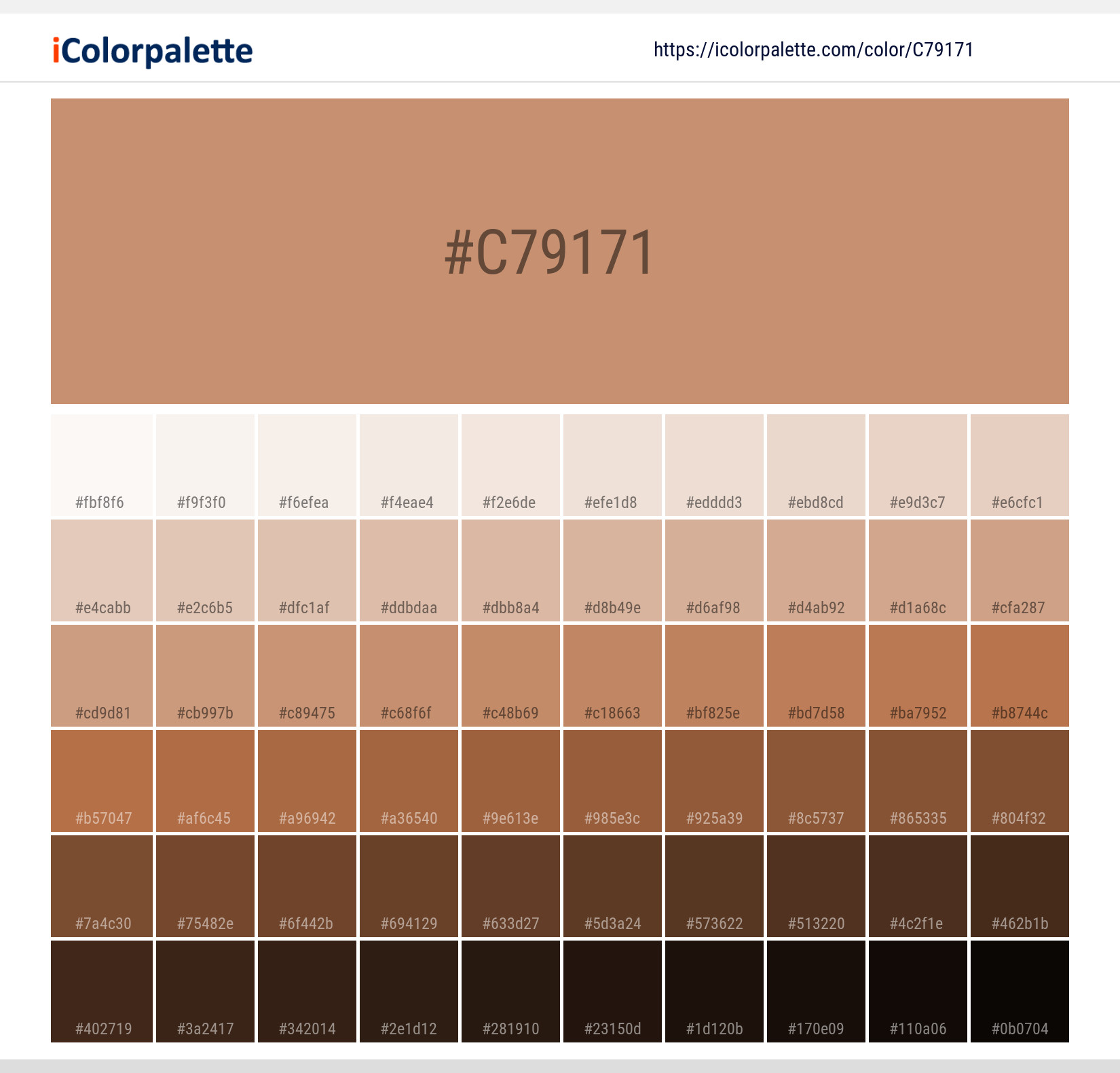 Pantone 7515 Cp Color | Hex color Code #C79171 information | Hsl | Rgb ...