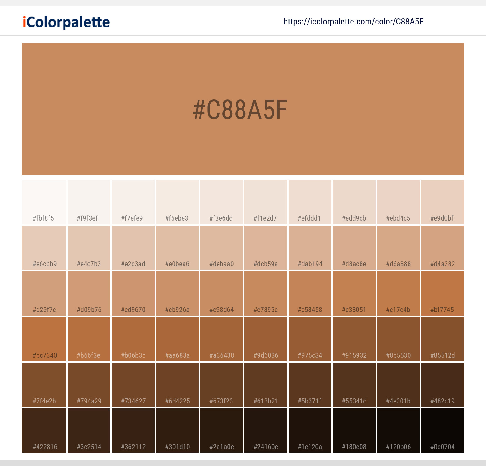 Pantone 7414 Up Color | Hex color Code #C88A5F information | Hsl | Rgb ...