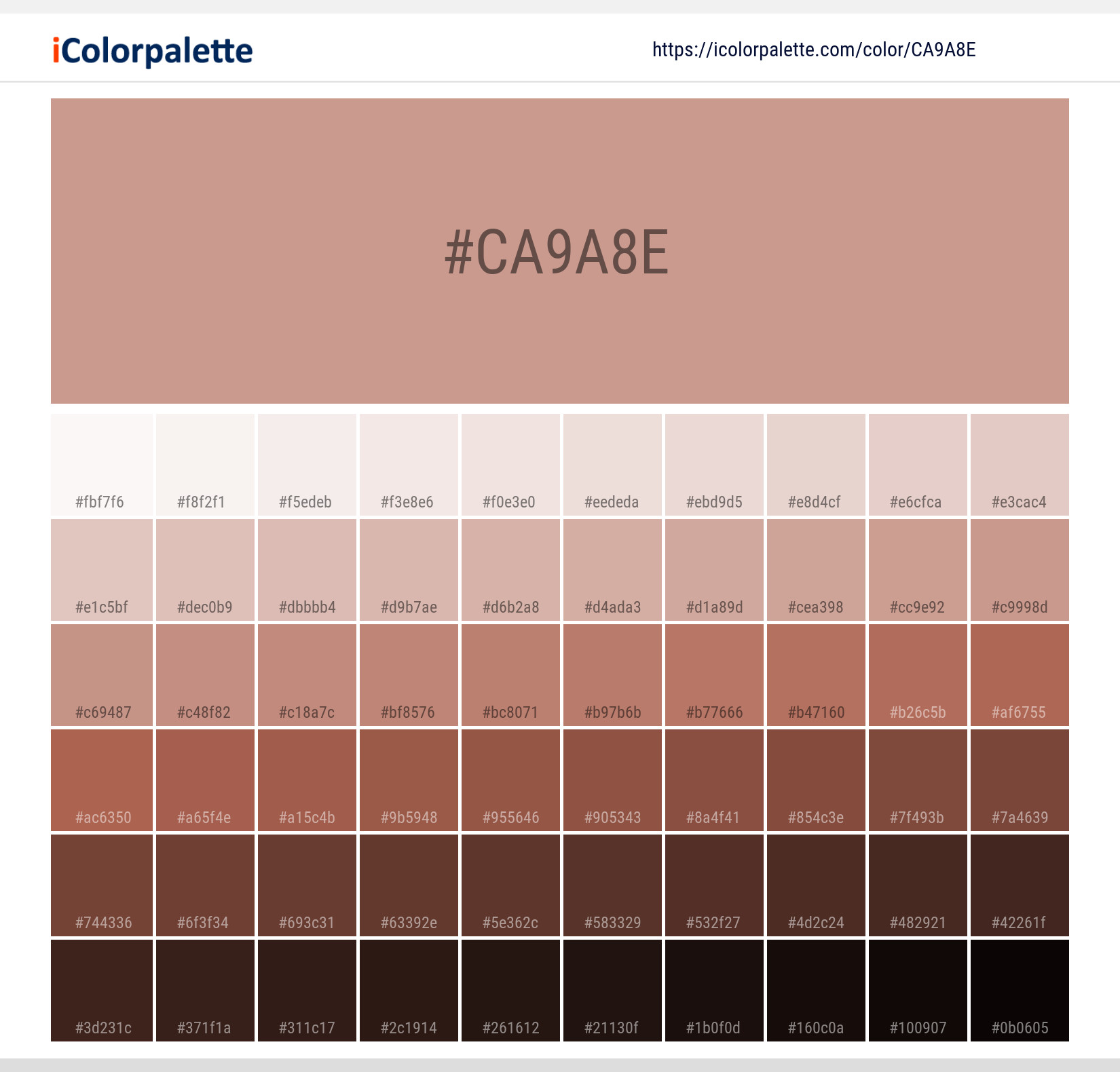 Pantone 7612 C Color | Hex color Code #CA9A8E information | Hsl | Rgb ...