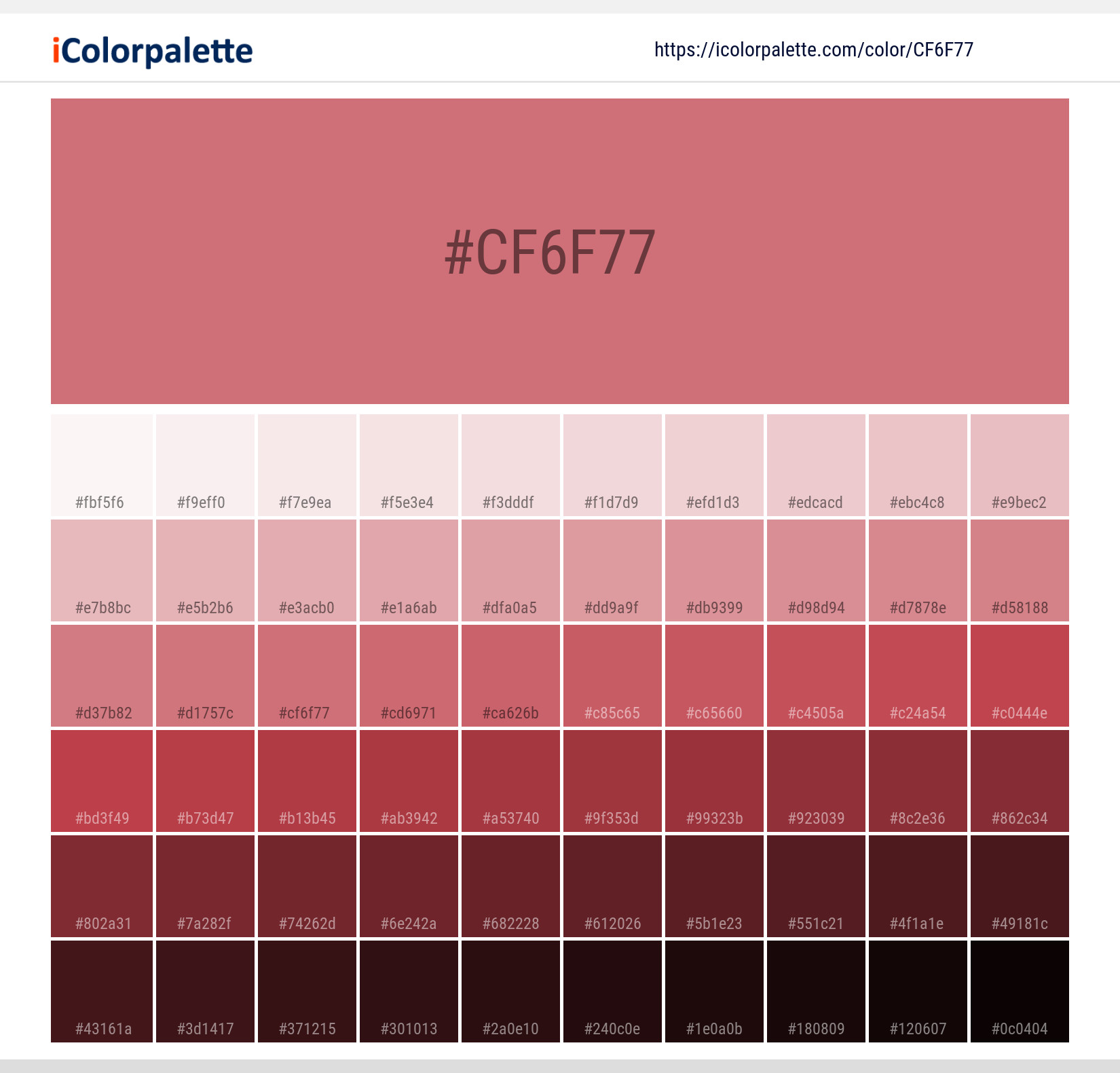 Pantone 2340 C Color | Hex color Code #CF6F77 information | Hsl | Rgb ...