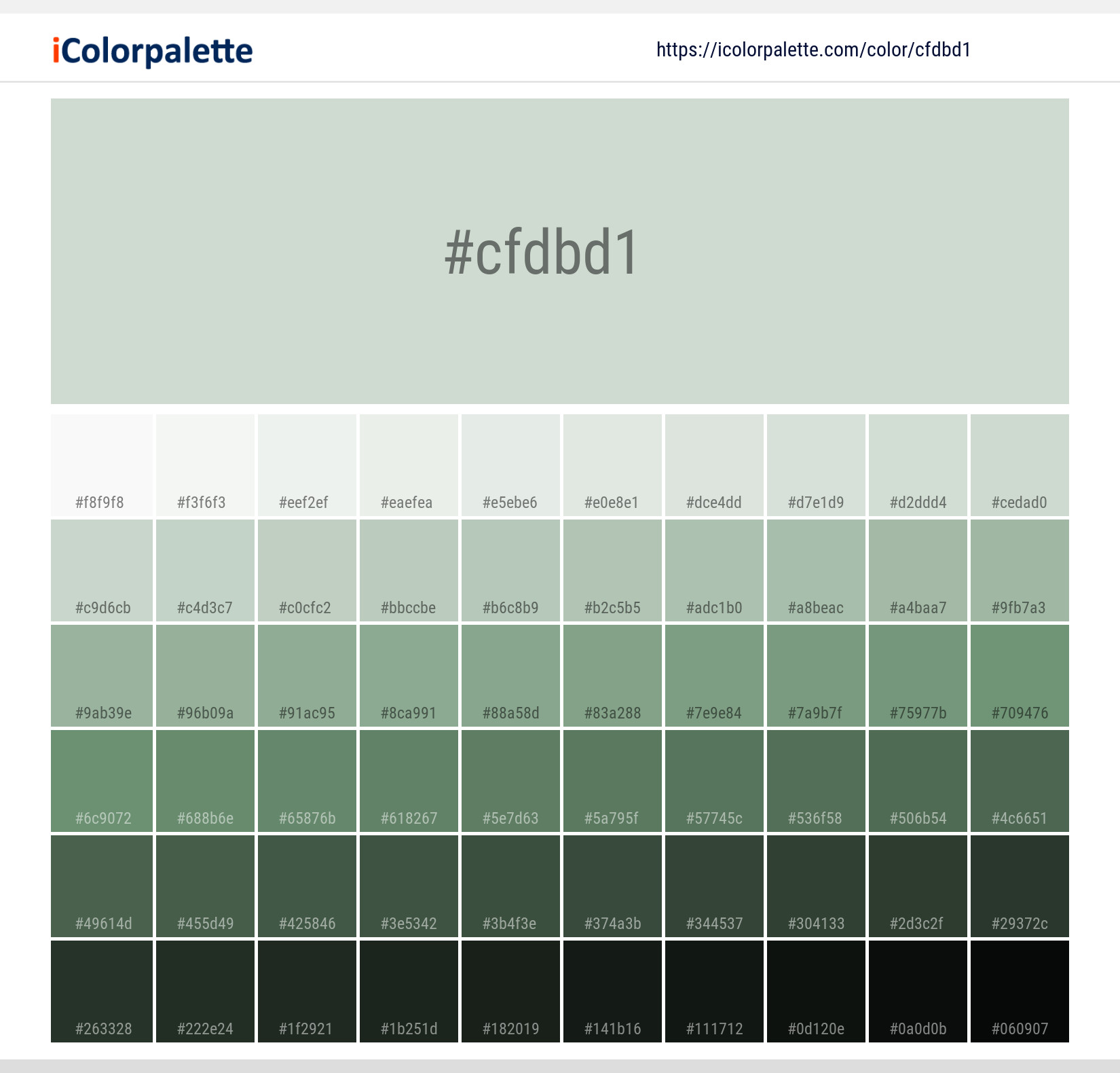 Hex Color #cfdbd1 | Printing Match PANTONE 12-6205 TCX | Color ...