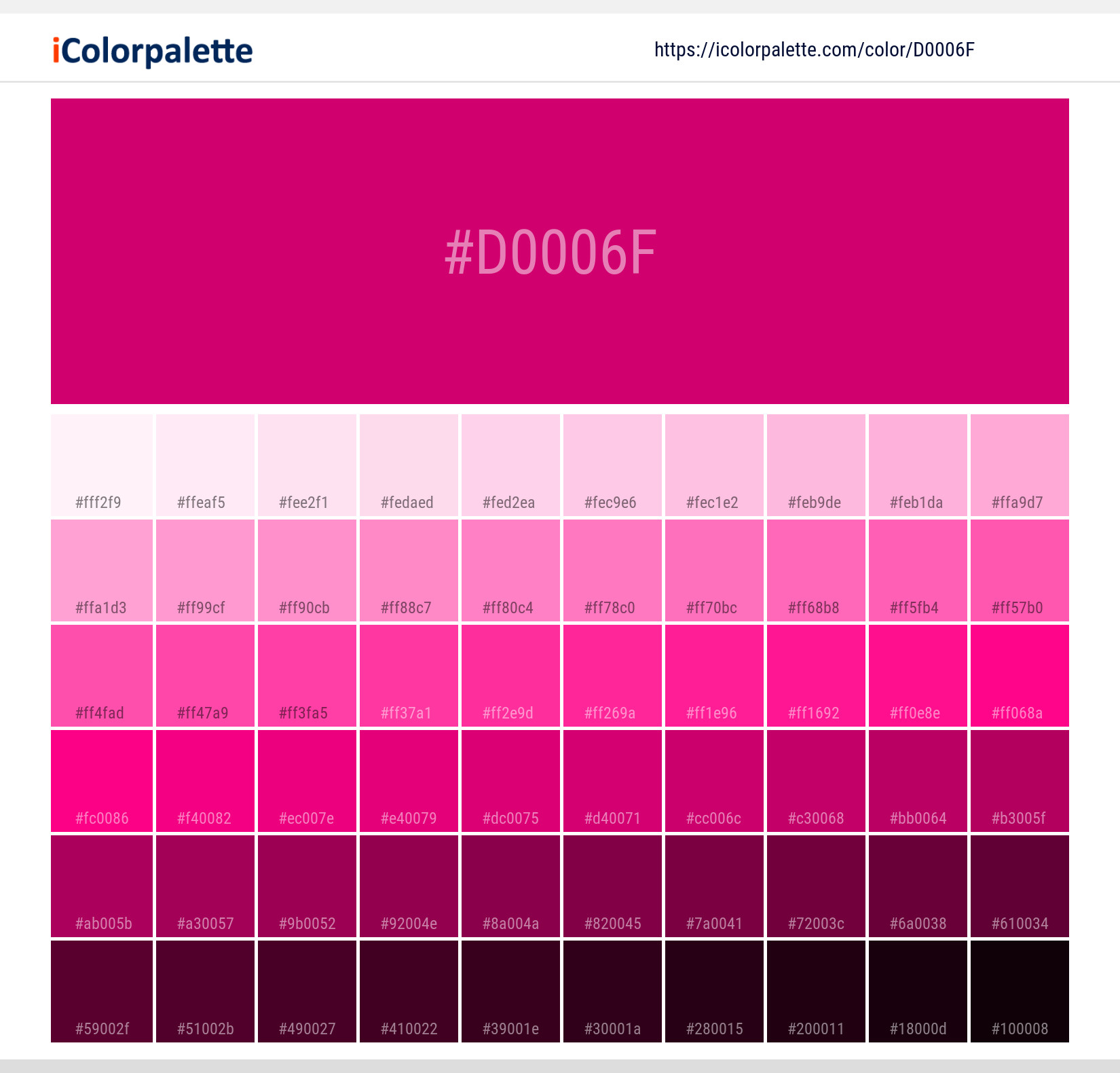 Pantone 226 C Color | Hex color Code #D0006F information | Hsl | Rgb ...