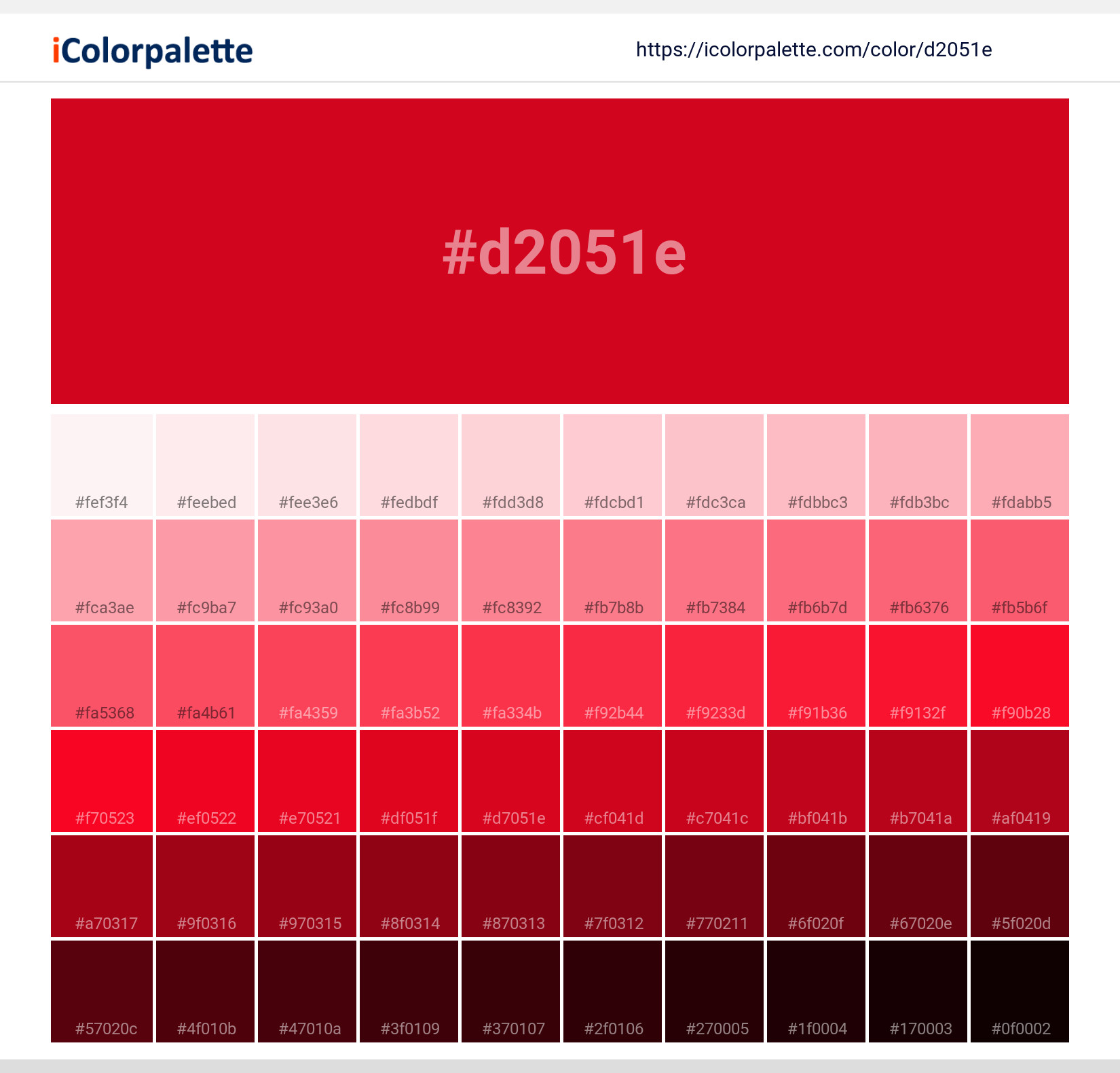 Chinese Red (similar) Color | d2051e information | Hsl | Rgb | Pantone