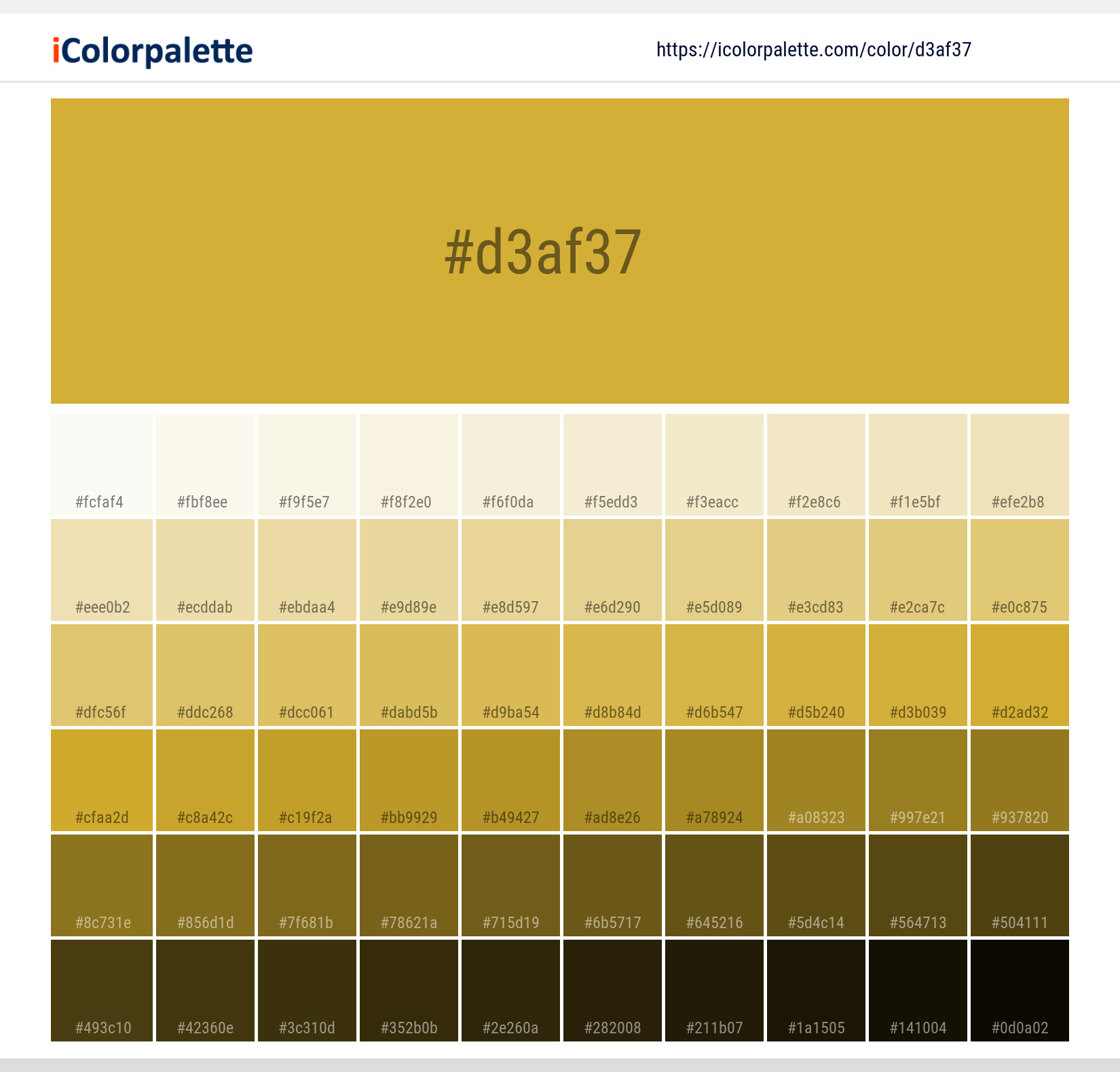 American Gold Color | d3af37 information | Color conversion CMYK | Hsl ...