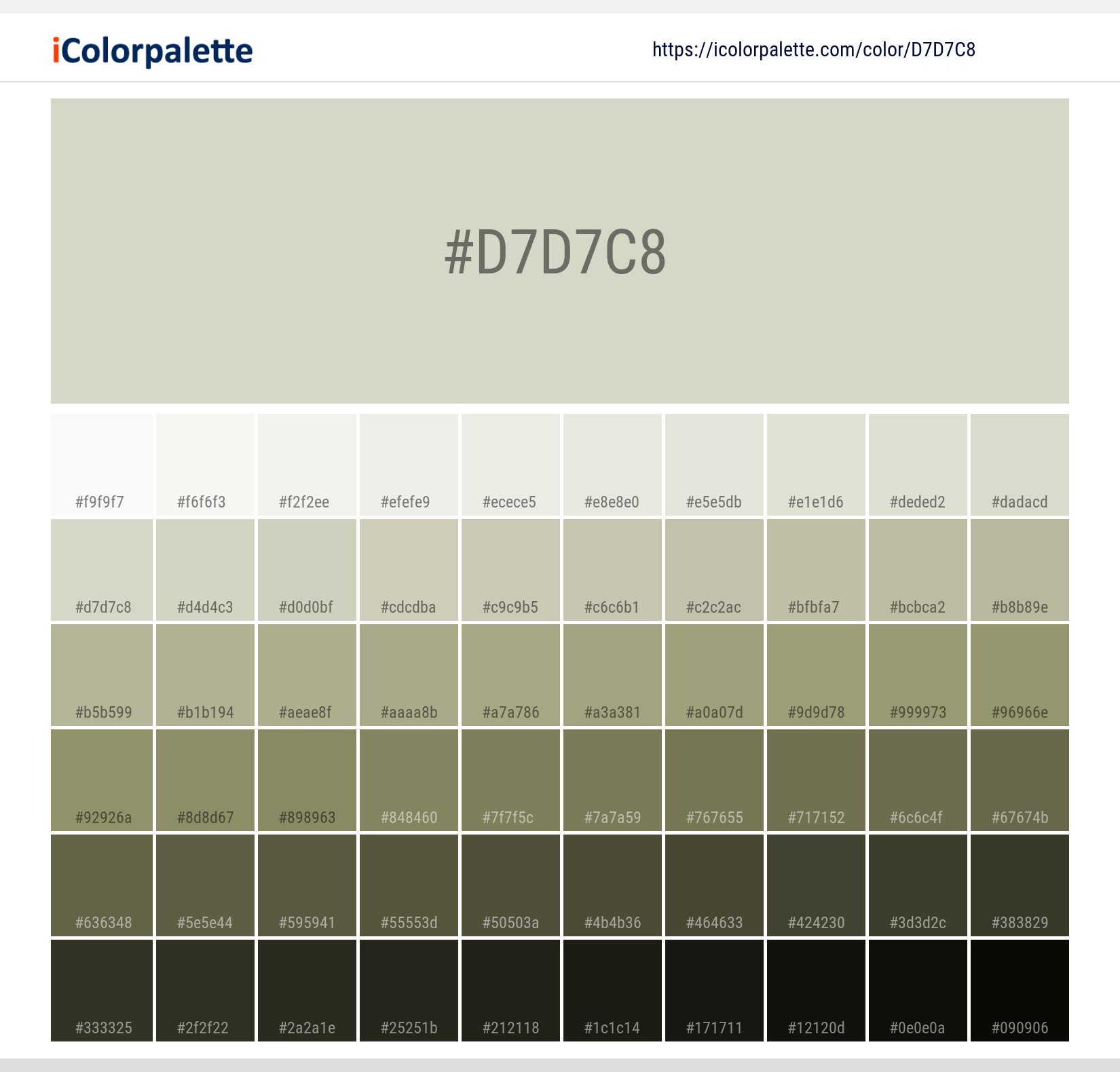 Hex Color #d7d7c8 information | Hsl | Rgb | Pantone