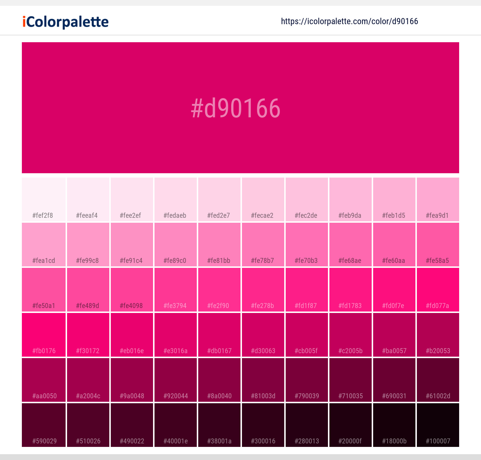 Hex Color Code d90166 Dark Hot Pink Color Information Hsl Rgb 