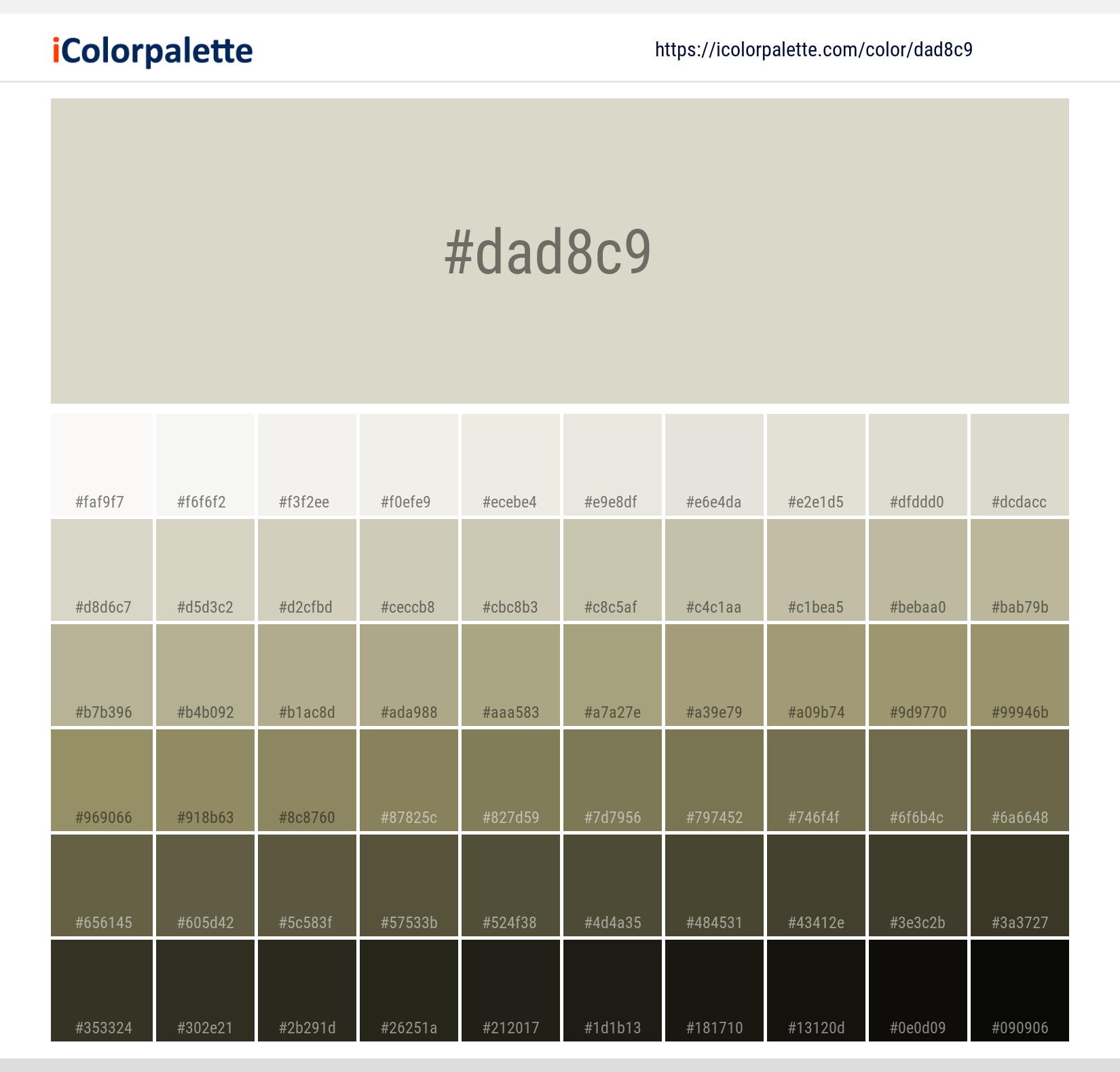 Pantone 12-0404 Tcx Light Gray Color | Hex color Code #dad8c9 ...